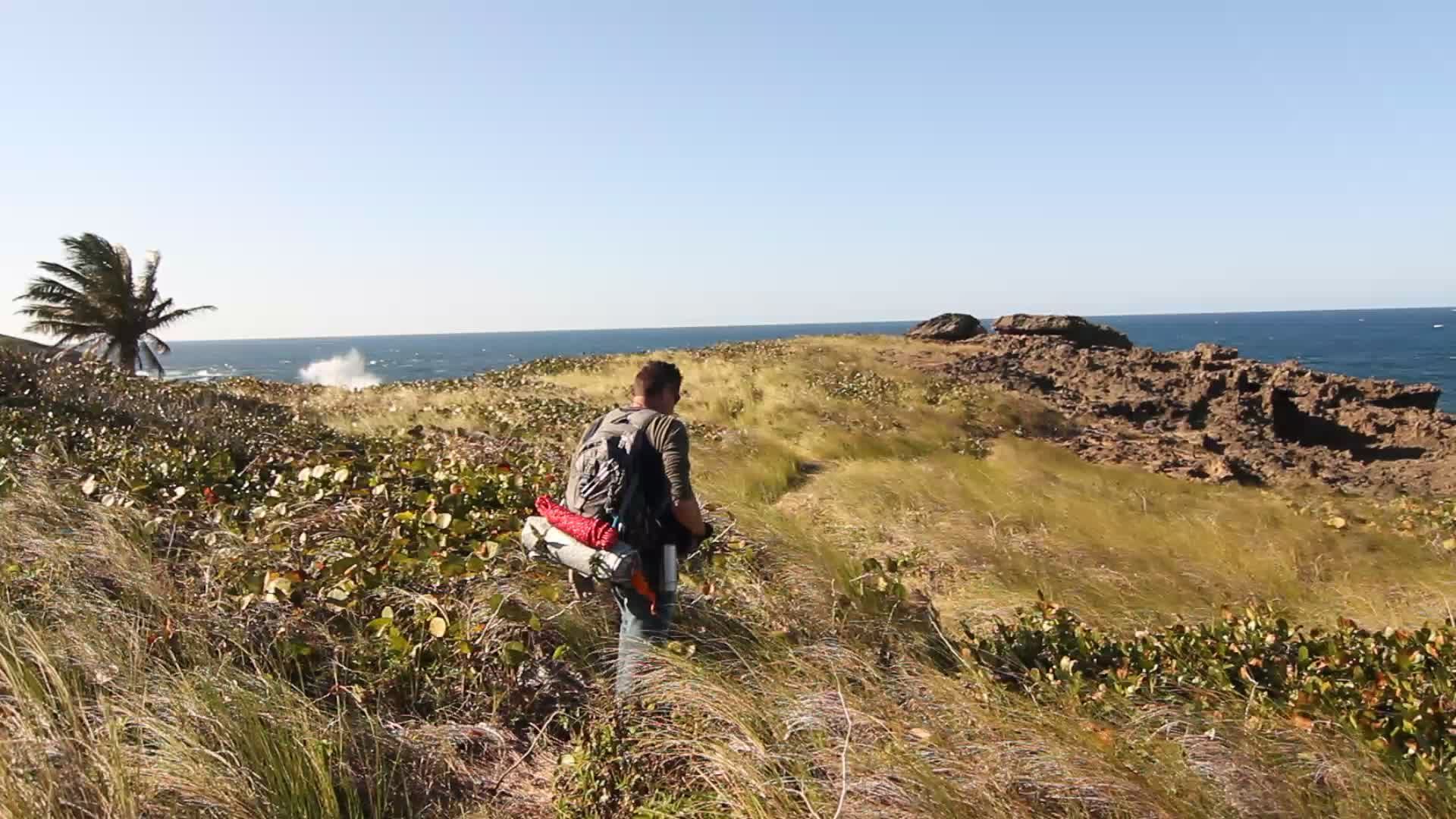 Adventurous Solo Hiker on Coastal Cliff Edge Free Stock Video Footage ...