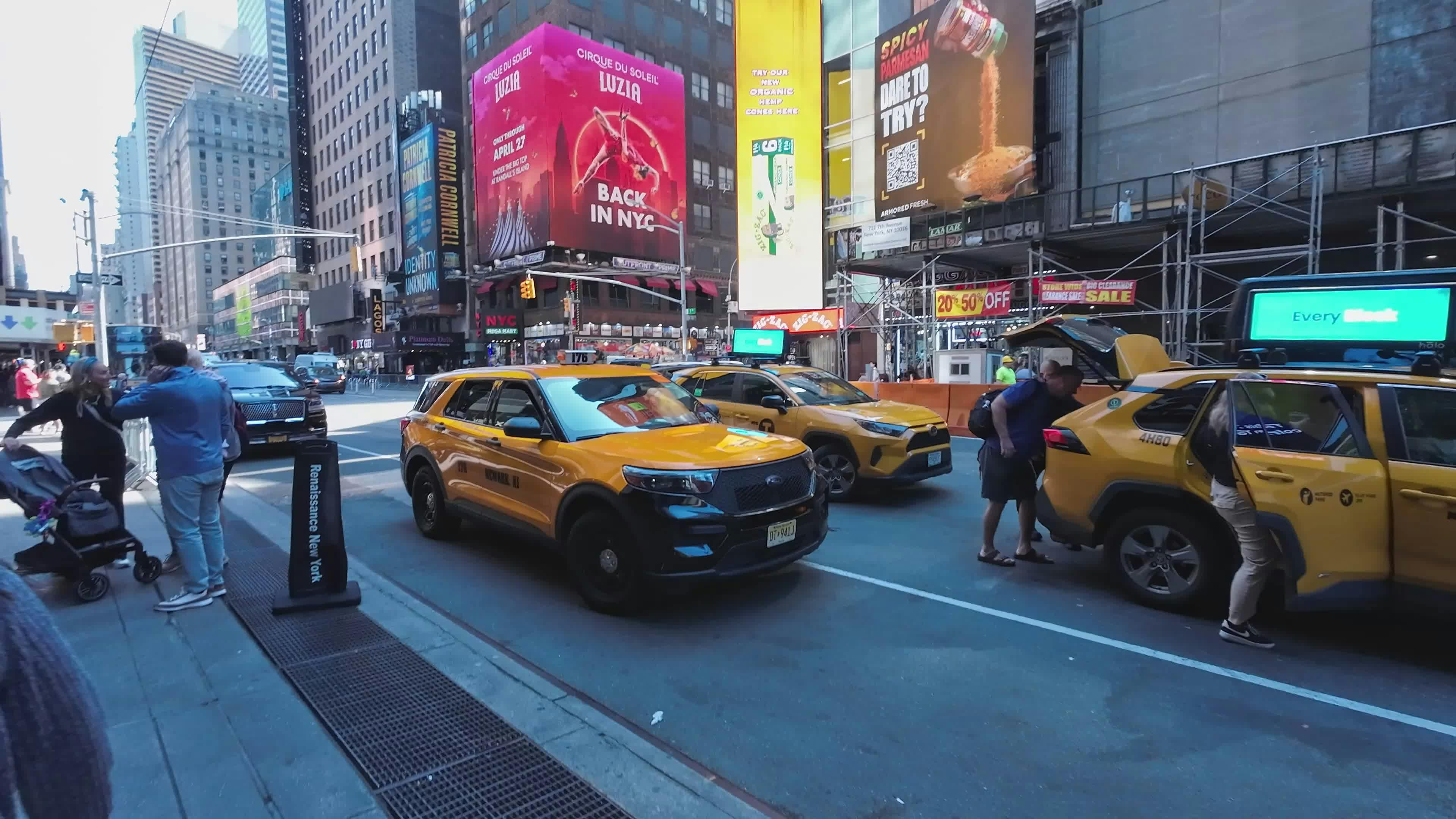 Vibrant New York City Street Scene with Taxis Free Stock Video Footage ...