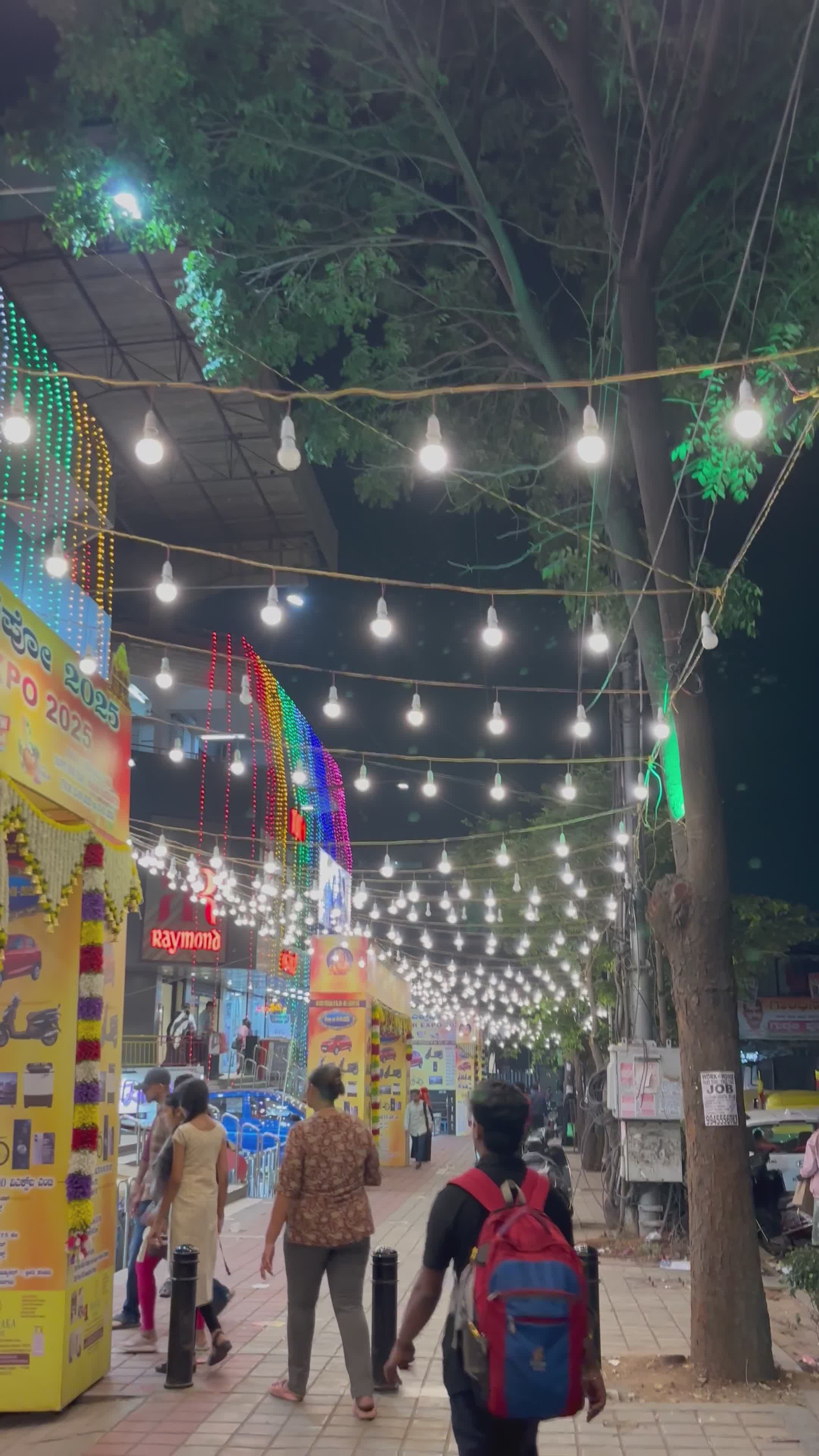 Vibrant Night Market with String Lights Free Stock Video Footage ...
