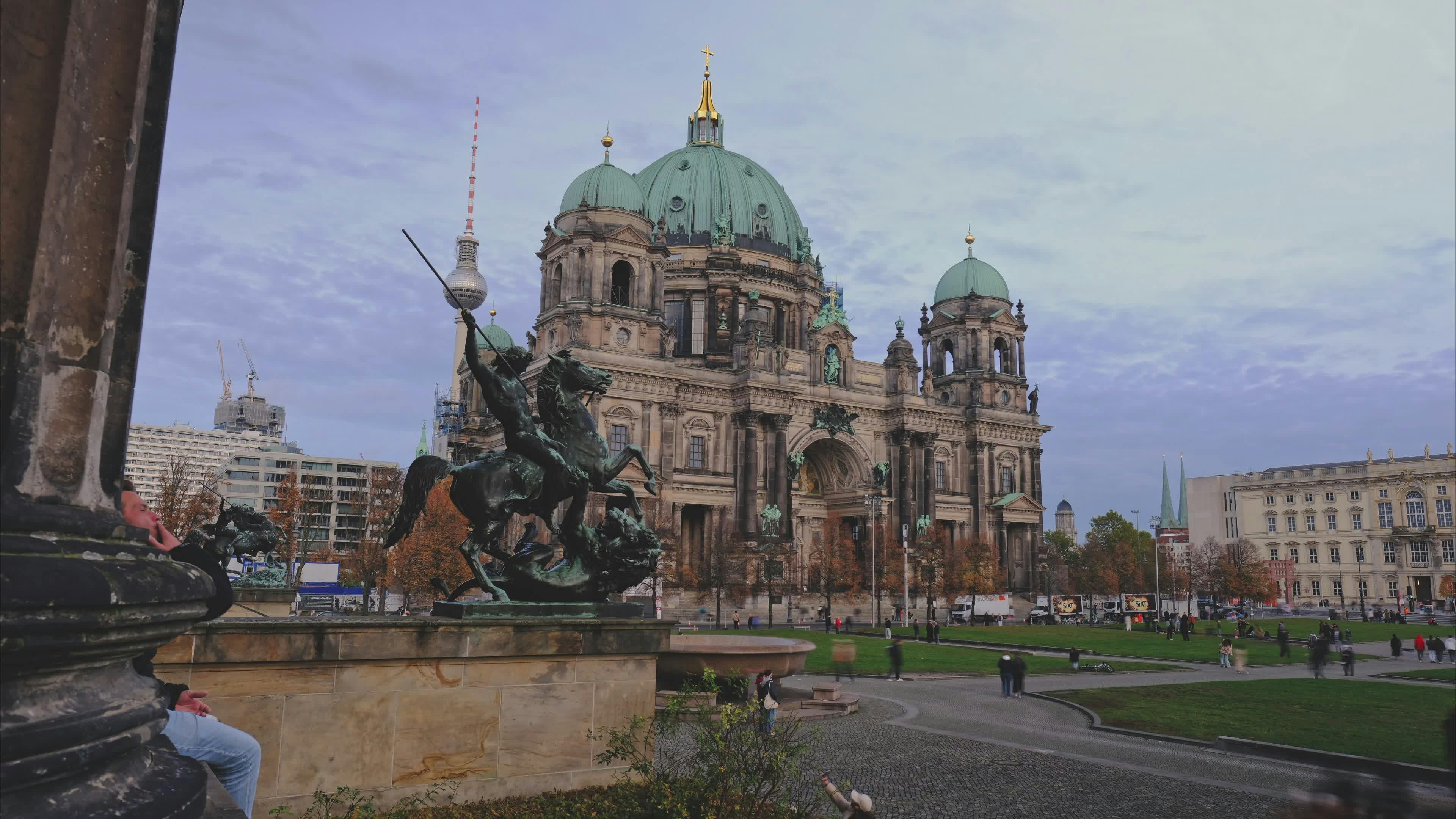 Iconic Berlin Cathedral with TV Tower View Free Stock Video Footage ...