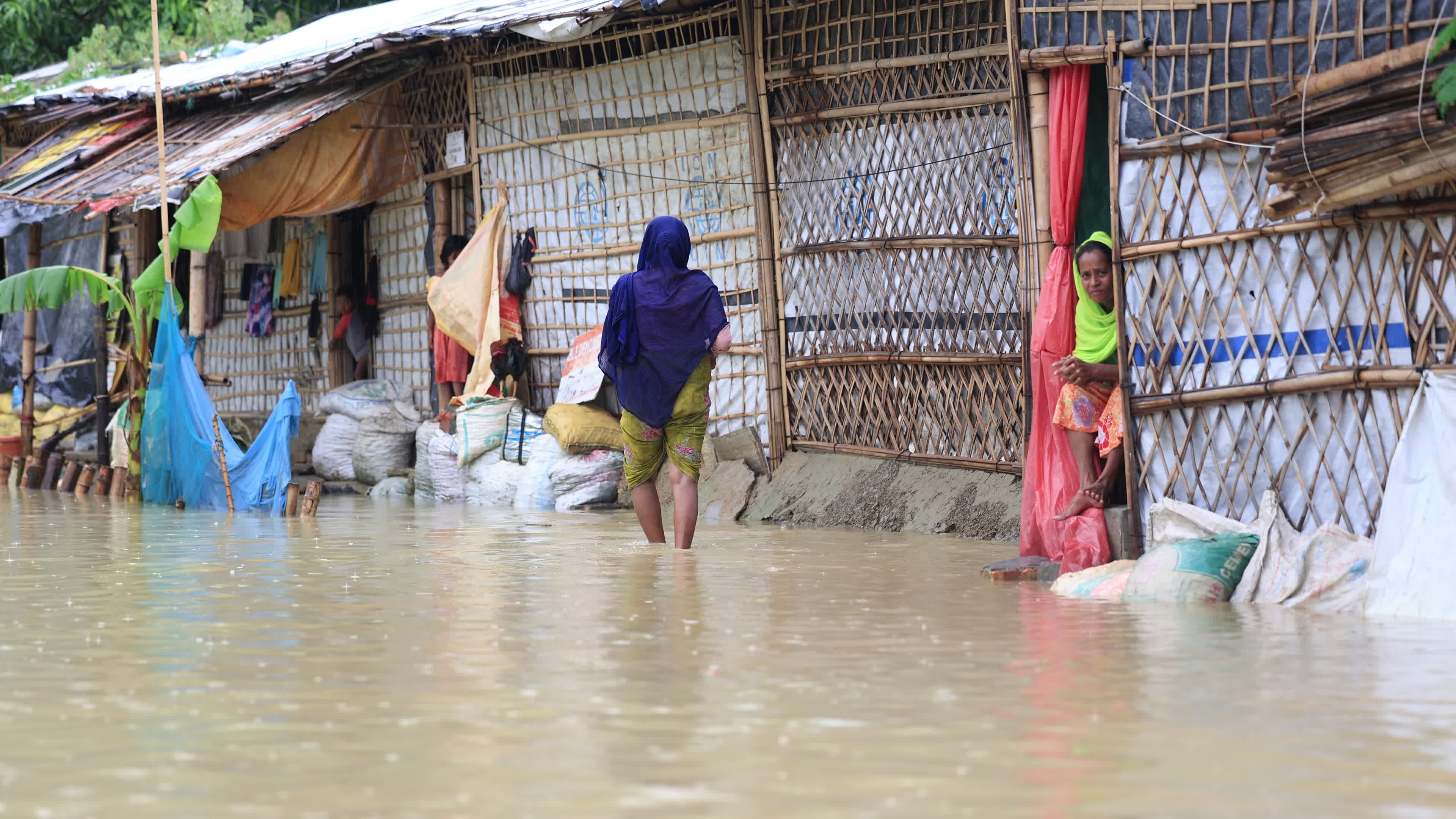 Rohingya Refugee Camp Flooding in Bangladesh Free Stock Video Footage ...