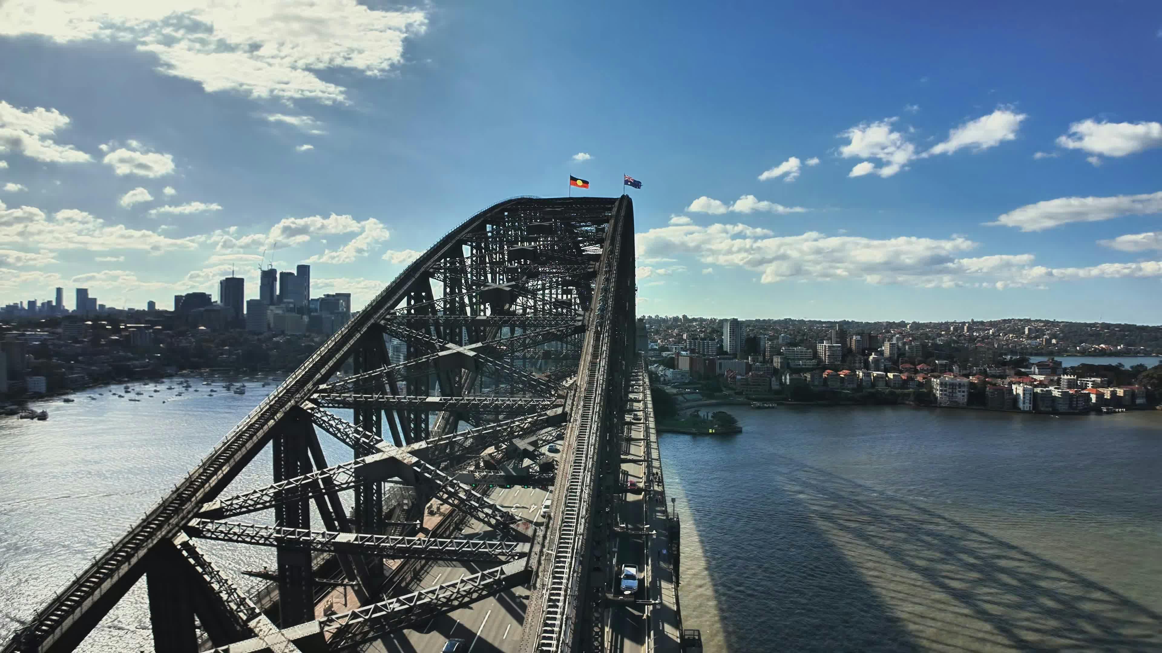 Aerial View of Iconic Sydney Harbour Bridge Free Stock Video Footage ...