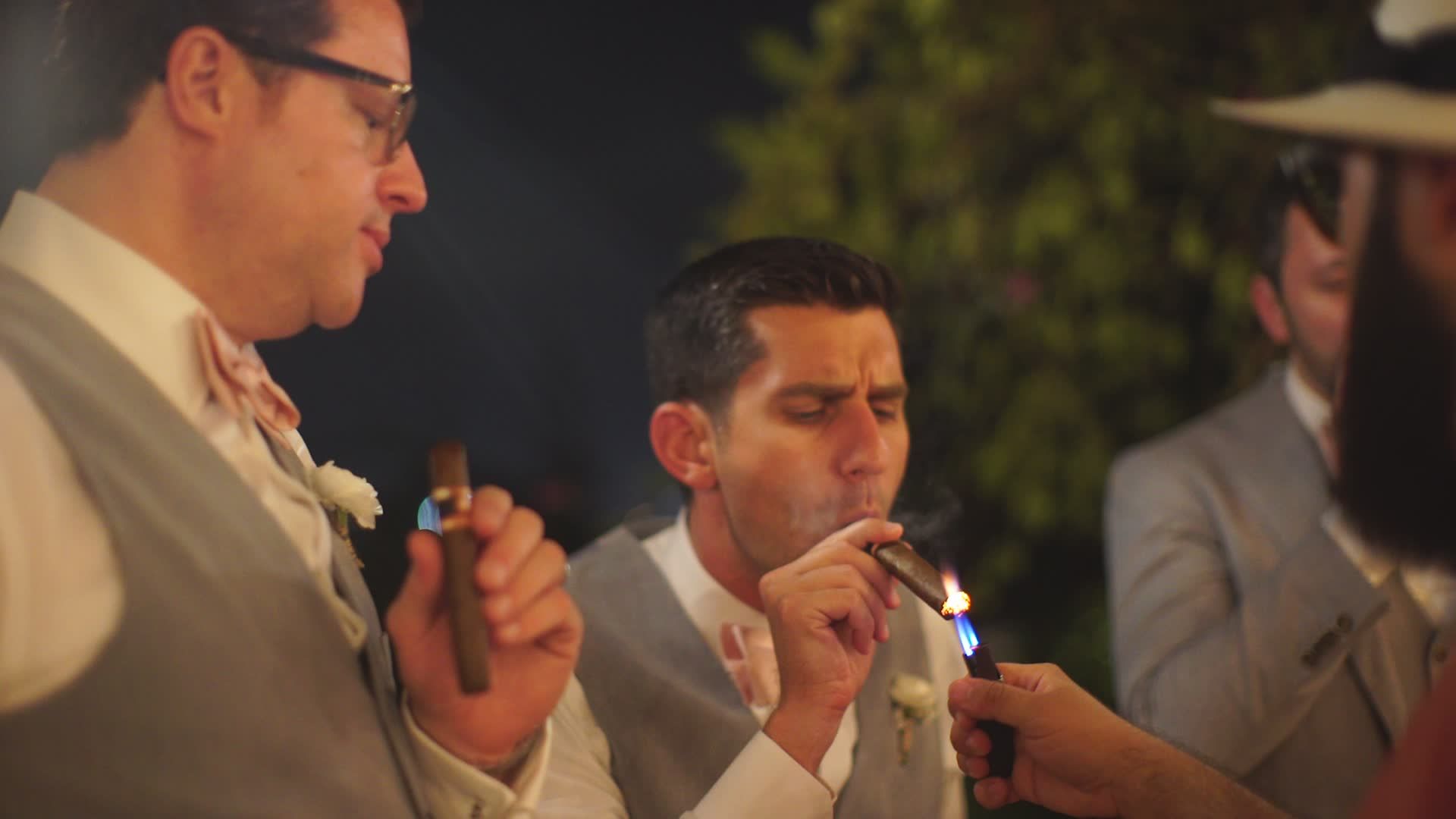 Formal Gathering of Men Smoking Cigars at Night Free Stock Video ...