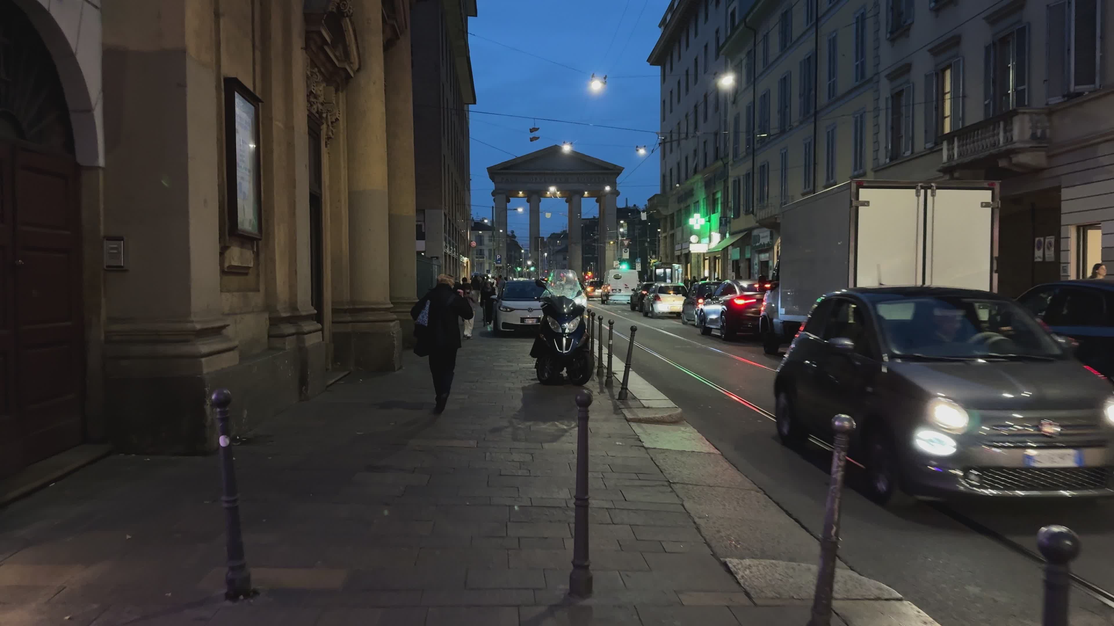 Evening Street Scene in Milan with Local Architecture Free Stock Video ...