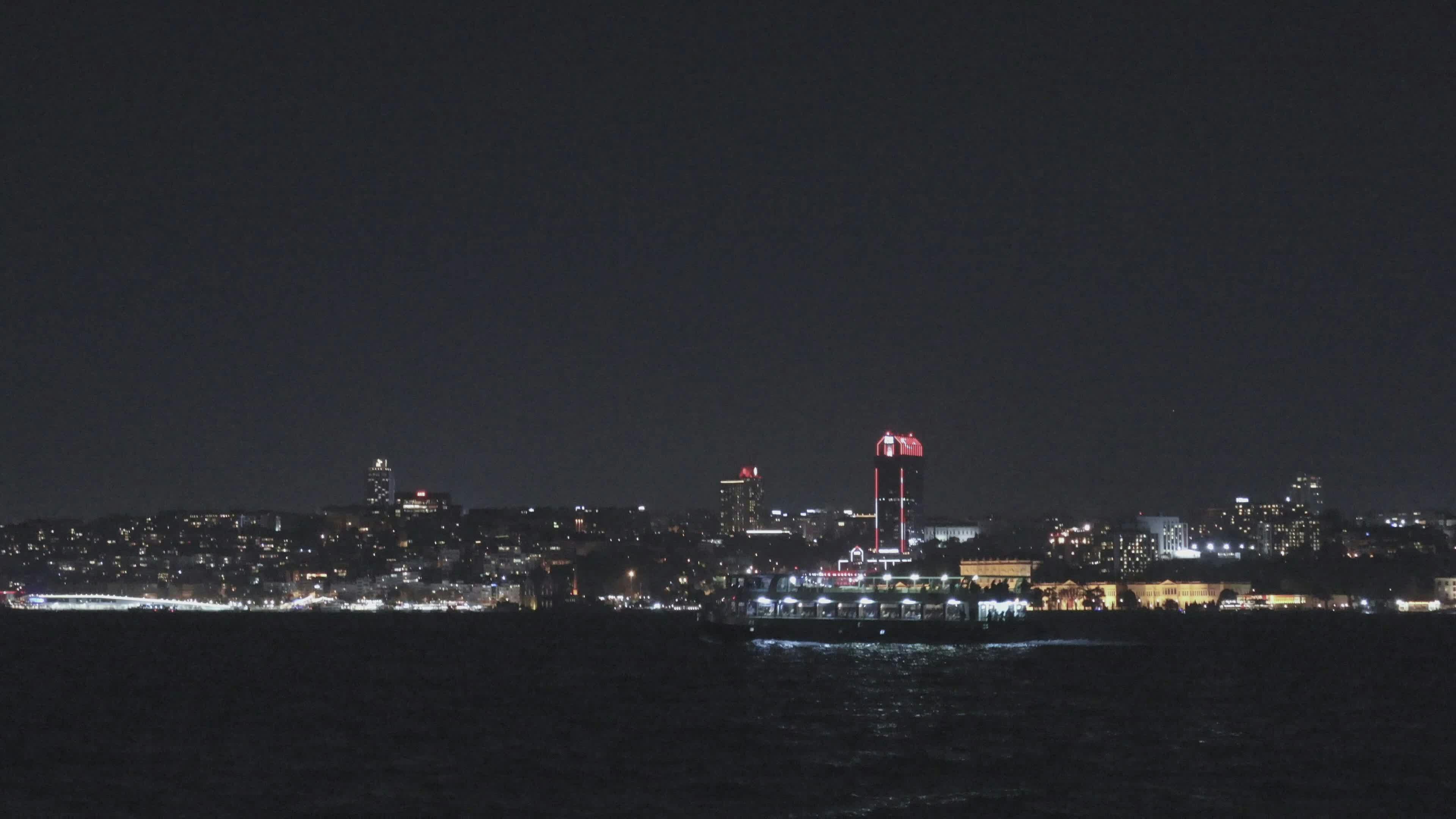 Scenic Night View of Illuminated City Skyline Free Stock Video Footage ...