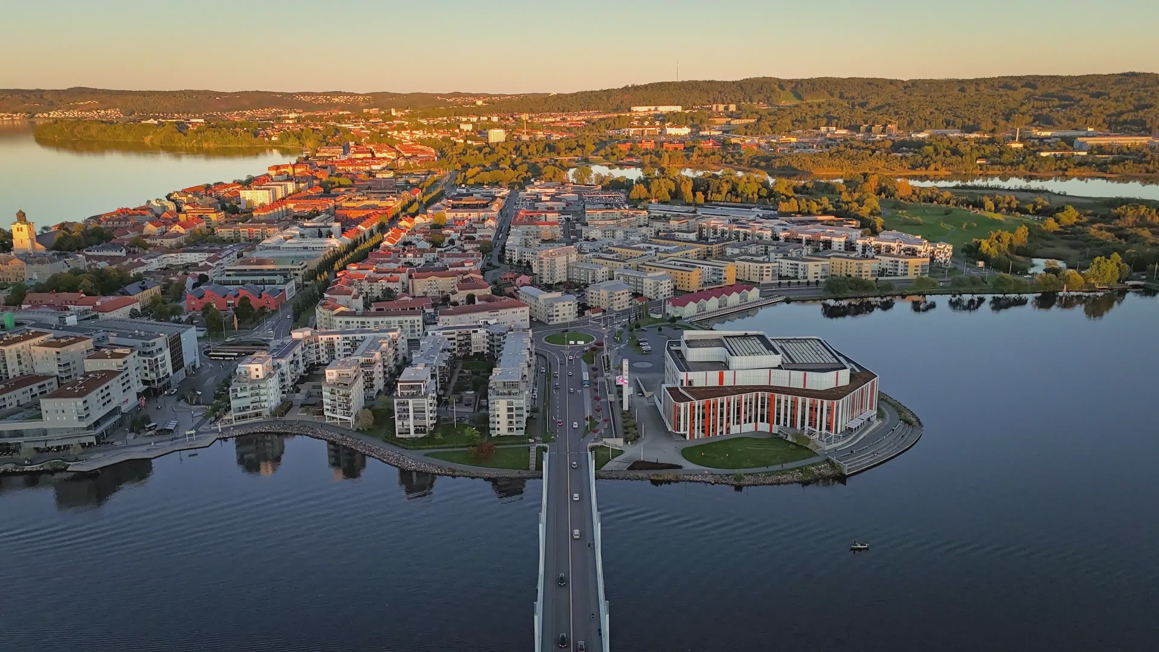 Breathtaking Aerial Night View of Jönköping City Free Stock Video ...