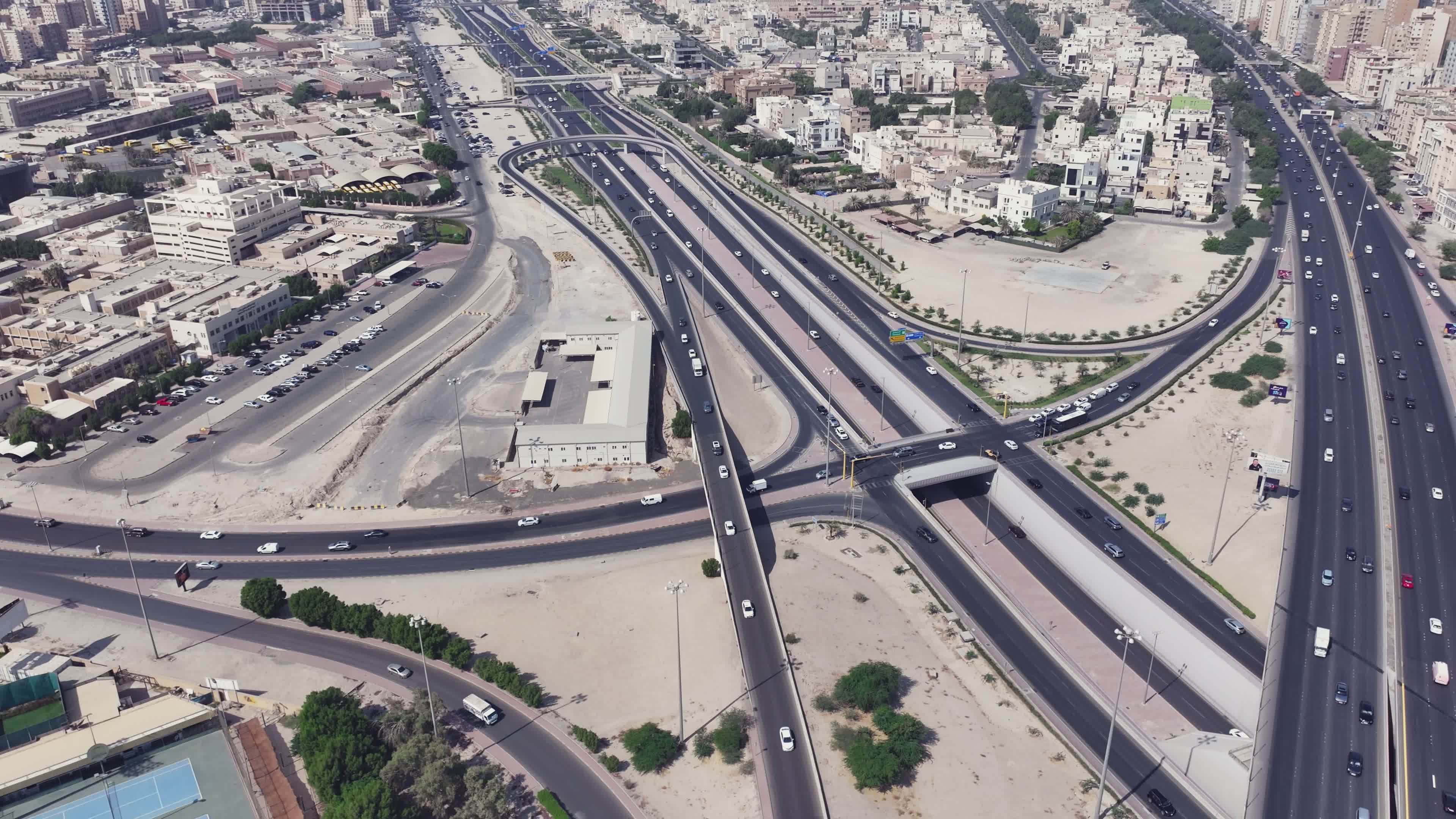 Aerial View of Kuwait City Highway Infrastructure Free Stock Video ...
