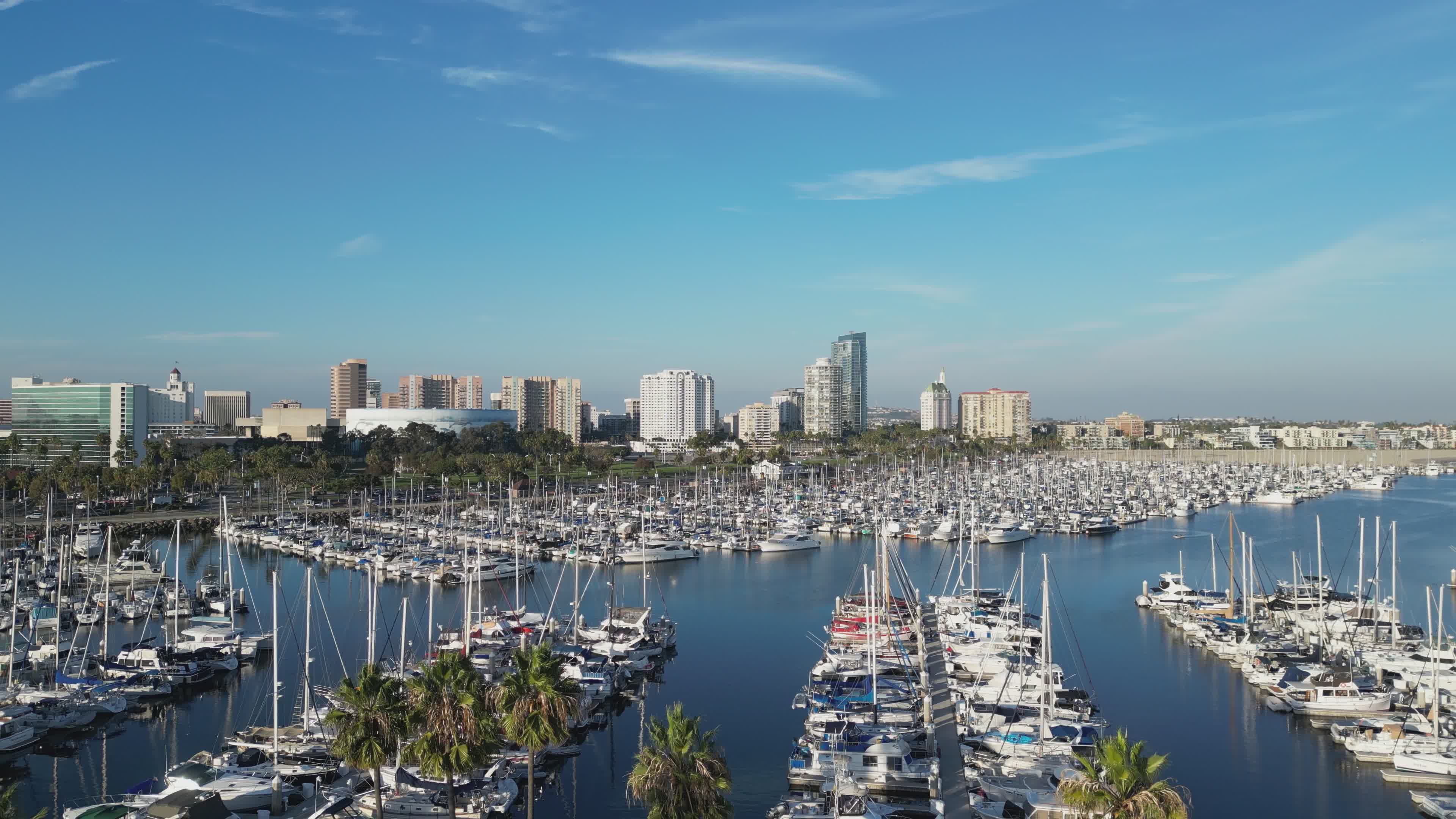 Aerial View of Long Beach Marina on a Sunny Day Free Stock Video ...