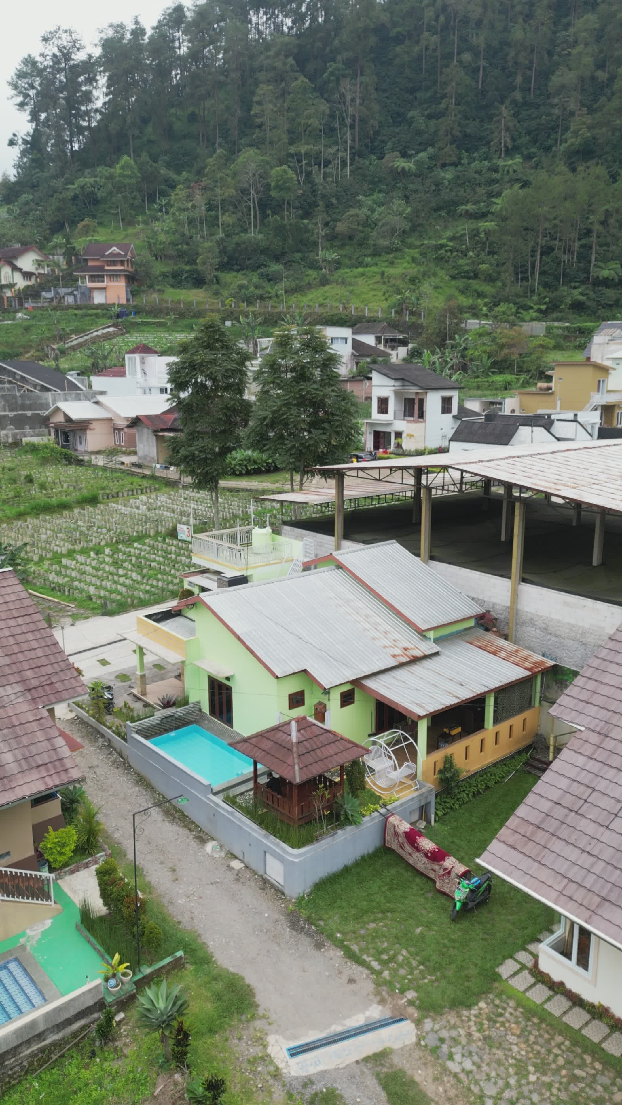 Scenic Aerial View of Rustic Village Homes Free Stock Video Footage ...