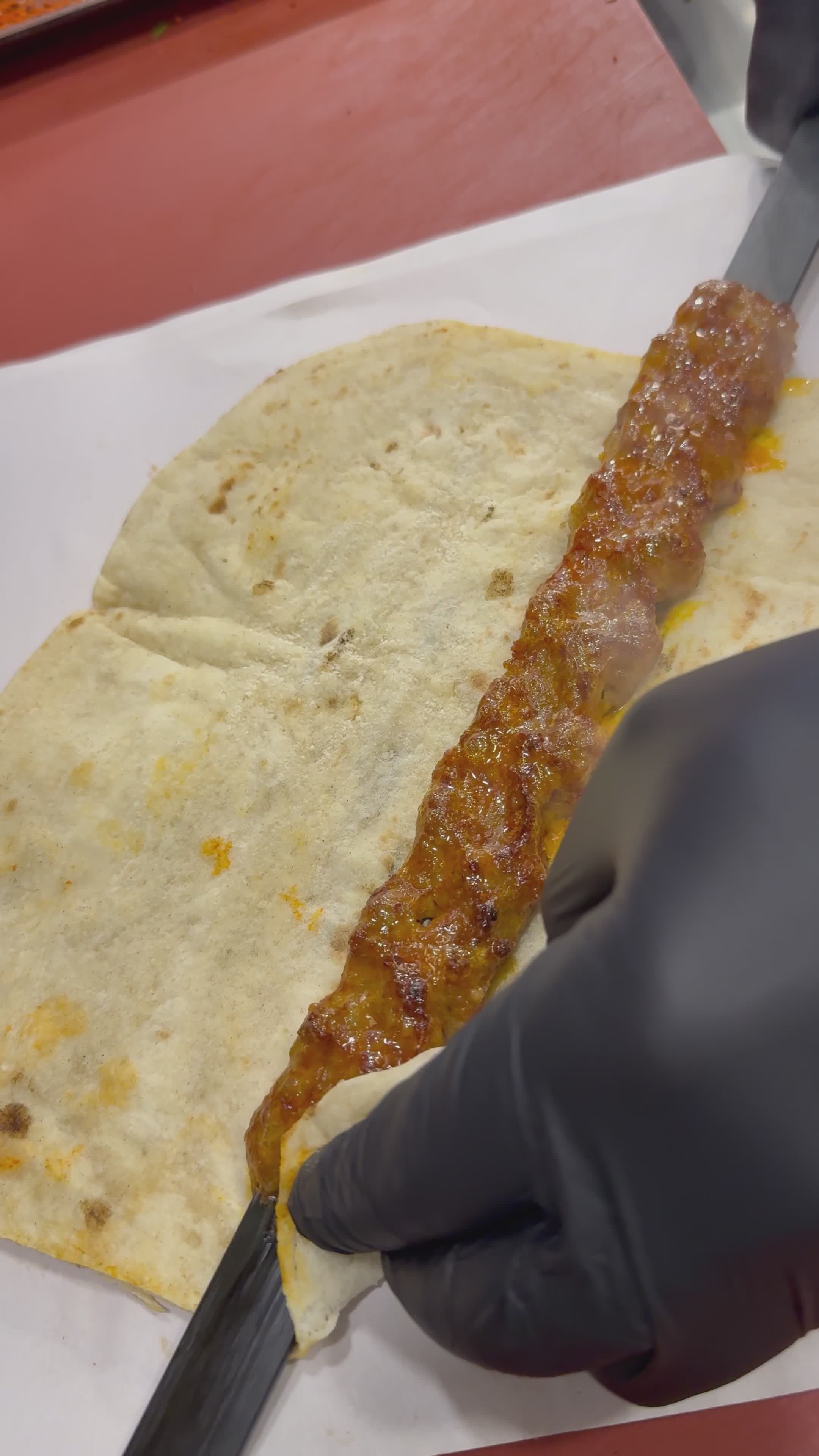 Authentic Kebab Preparation with Flatbread Free Stock Video Footage ...