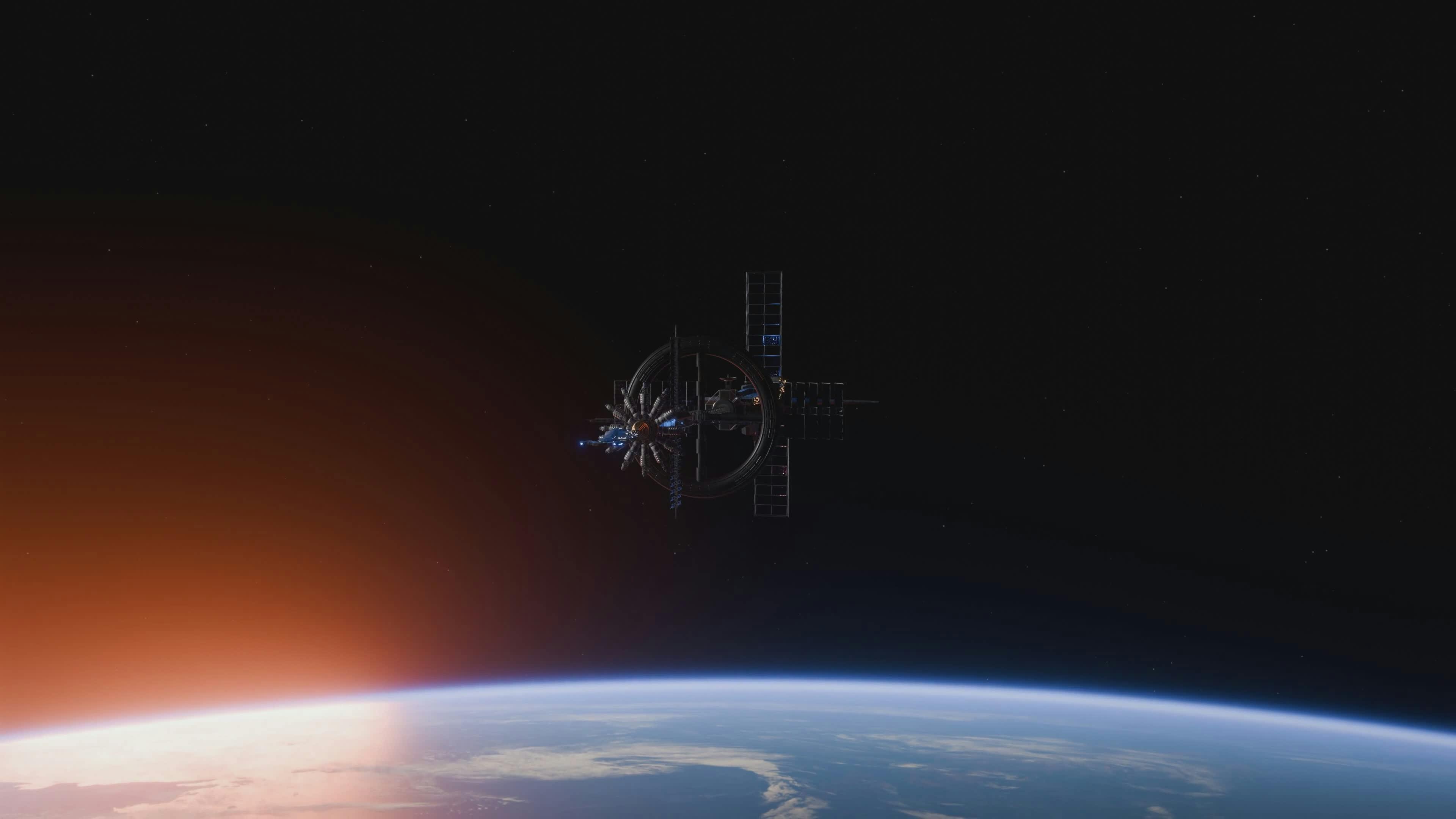 Space Station Orbiting Earth at Sunrise Free Stock Video Footage ...