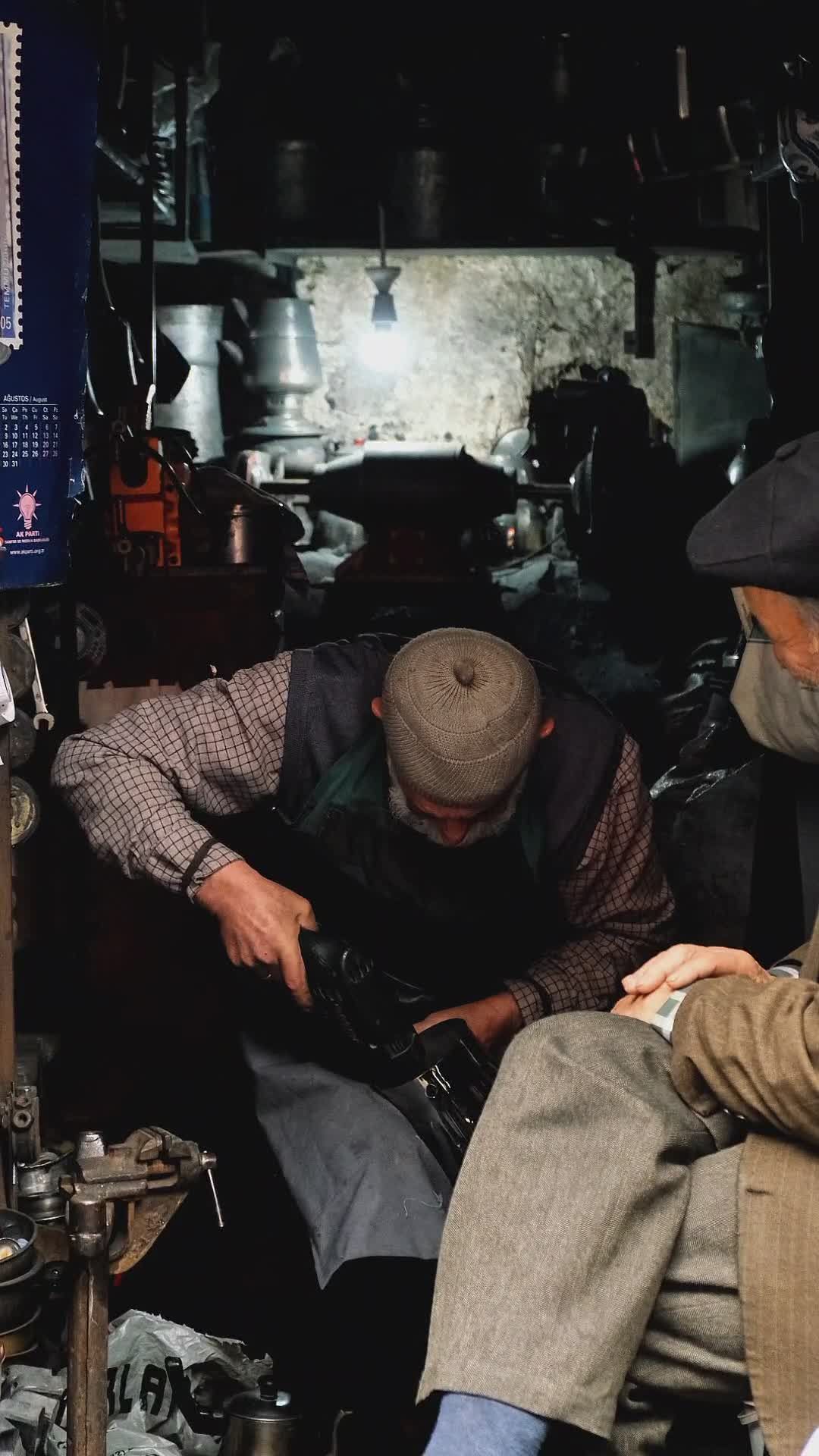 Traditional Cobbler at Work in Workshop Free Stock Video Footage ...