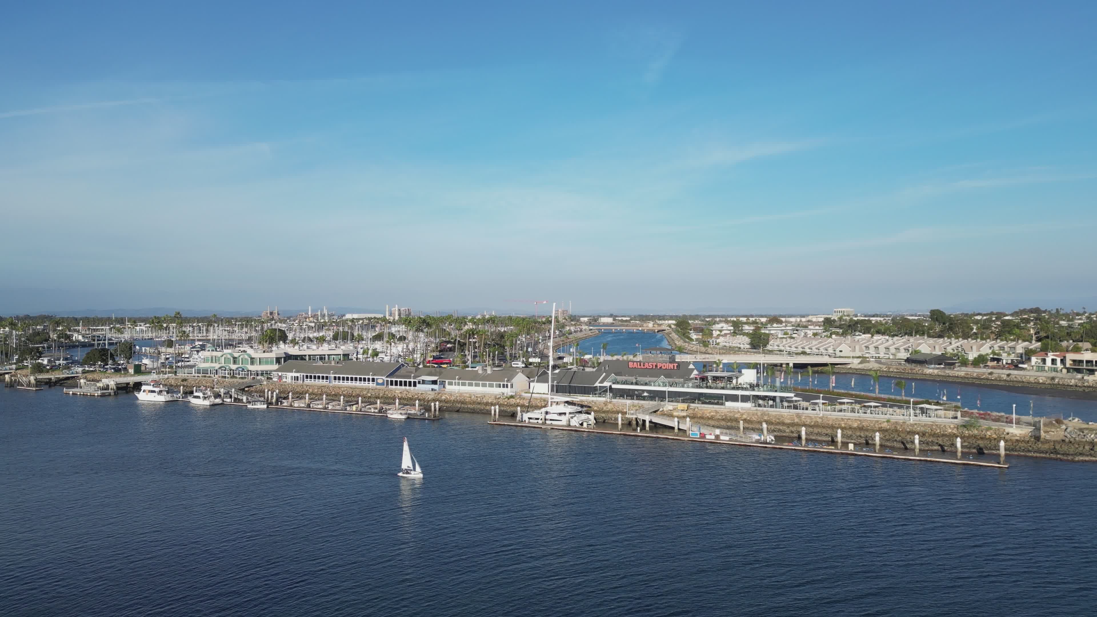 Aerial View of Marina with Sailboat in Long Beach Free Stock Video ...