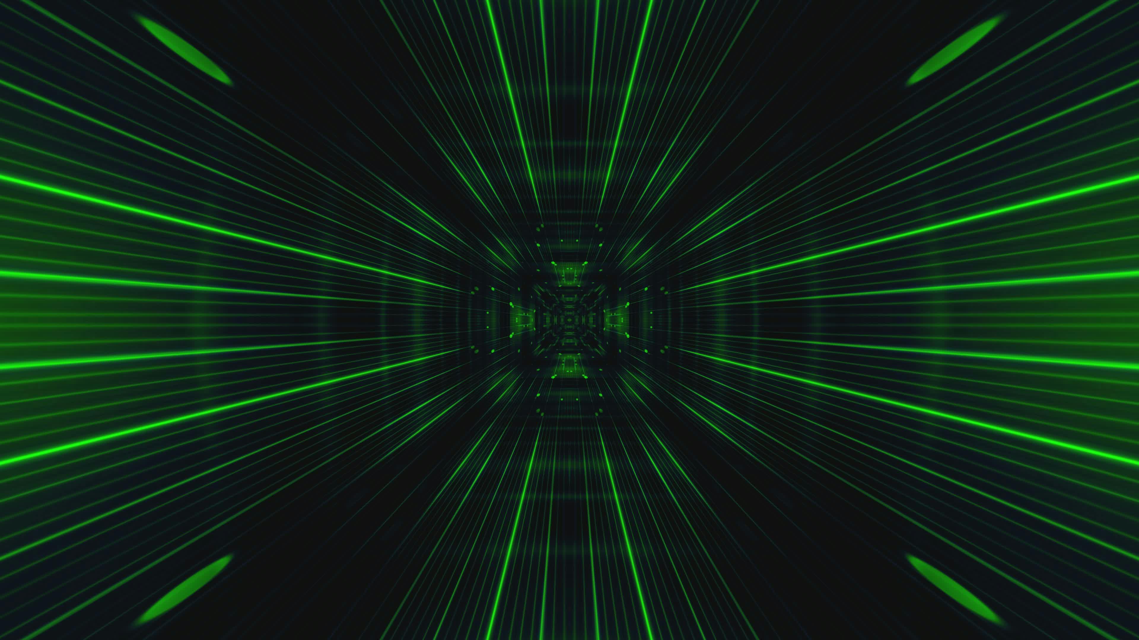 Dynamic Green Laser Light Tunnel Animation Free Stock Video Footage ...