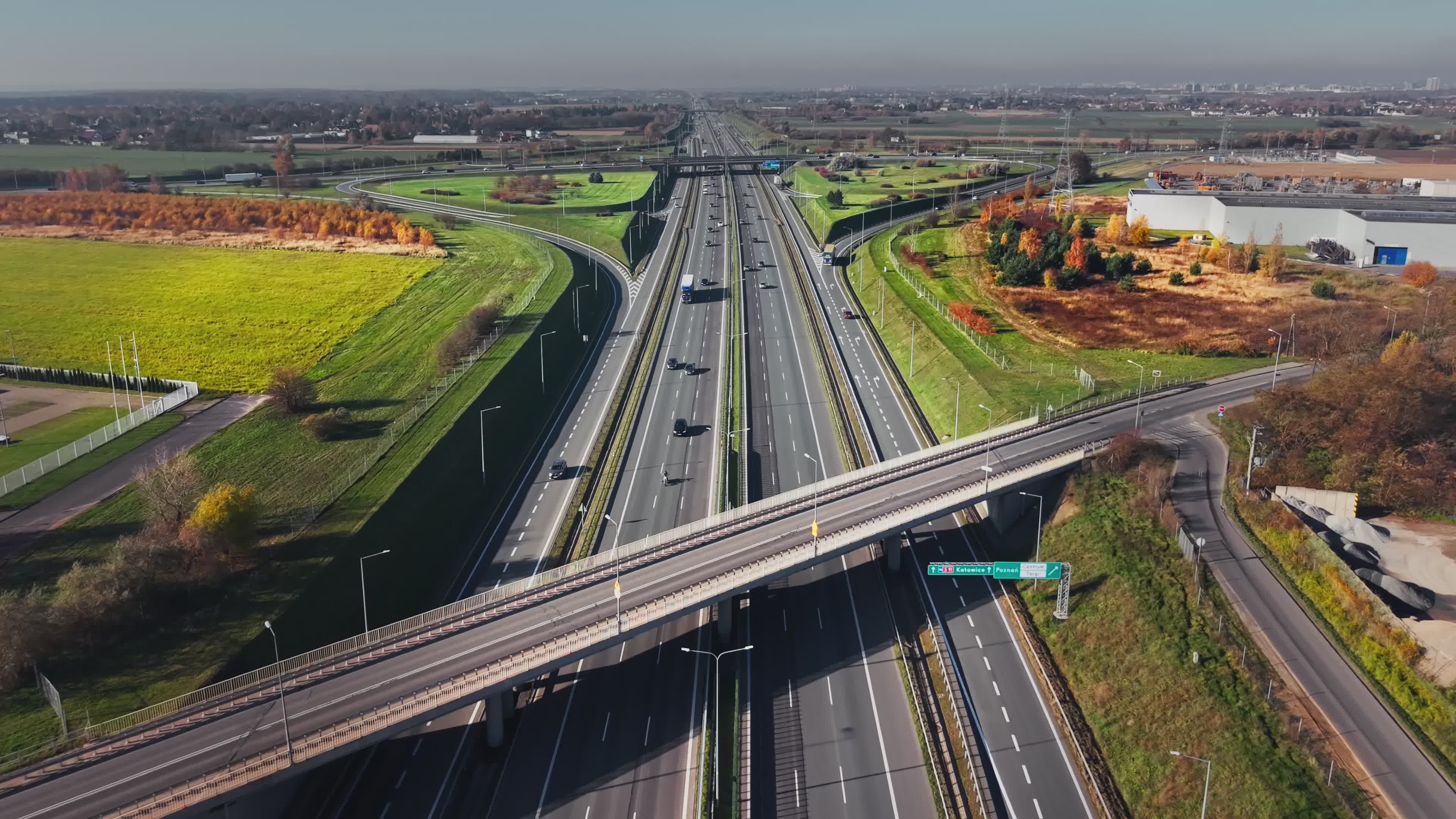 Aerial View of European Highway Interchange Free Stock Video Footage ...