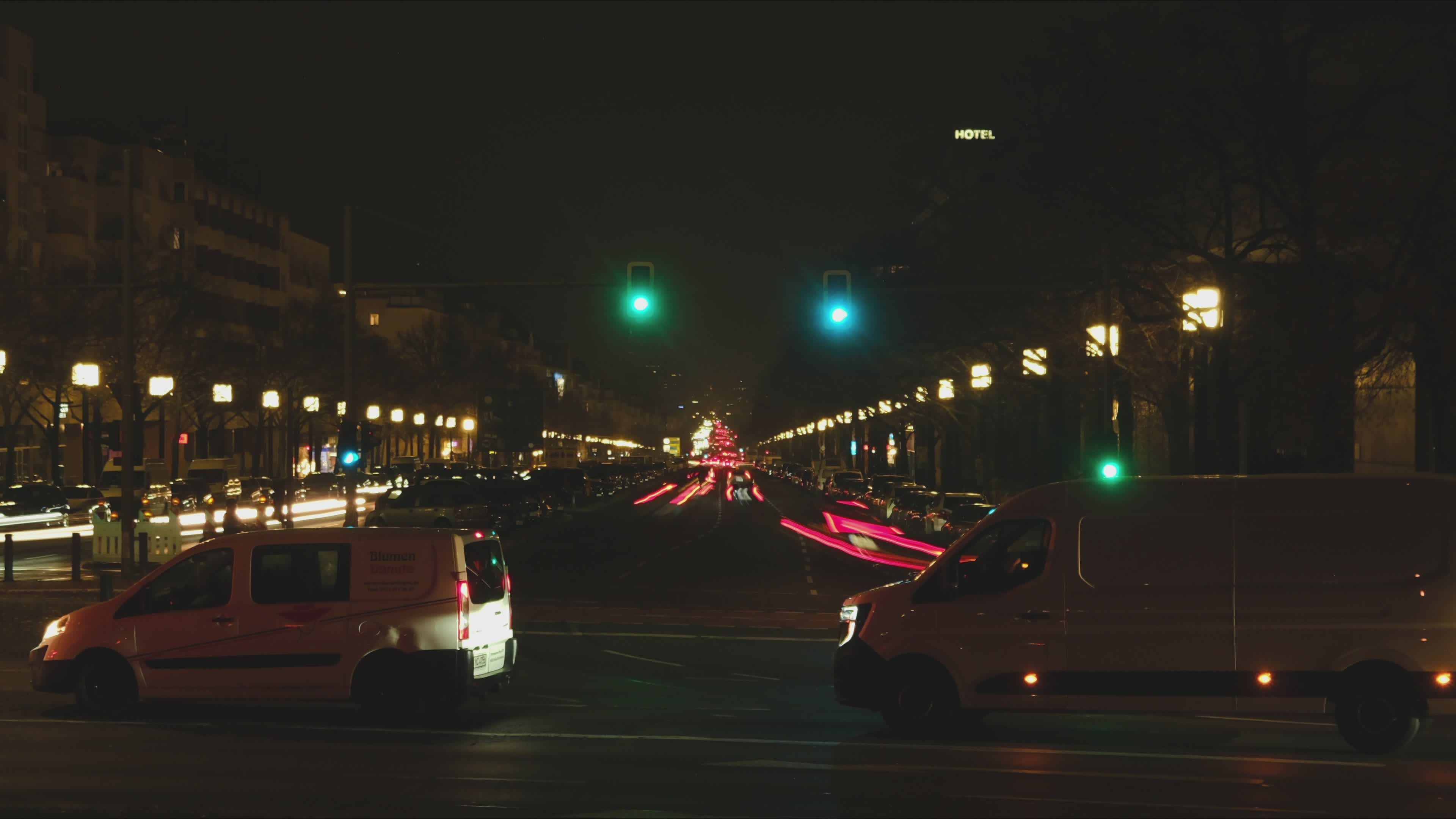 Quiet Night Street Scene with Modern Lighting Free Stock Video Footage ...