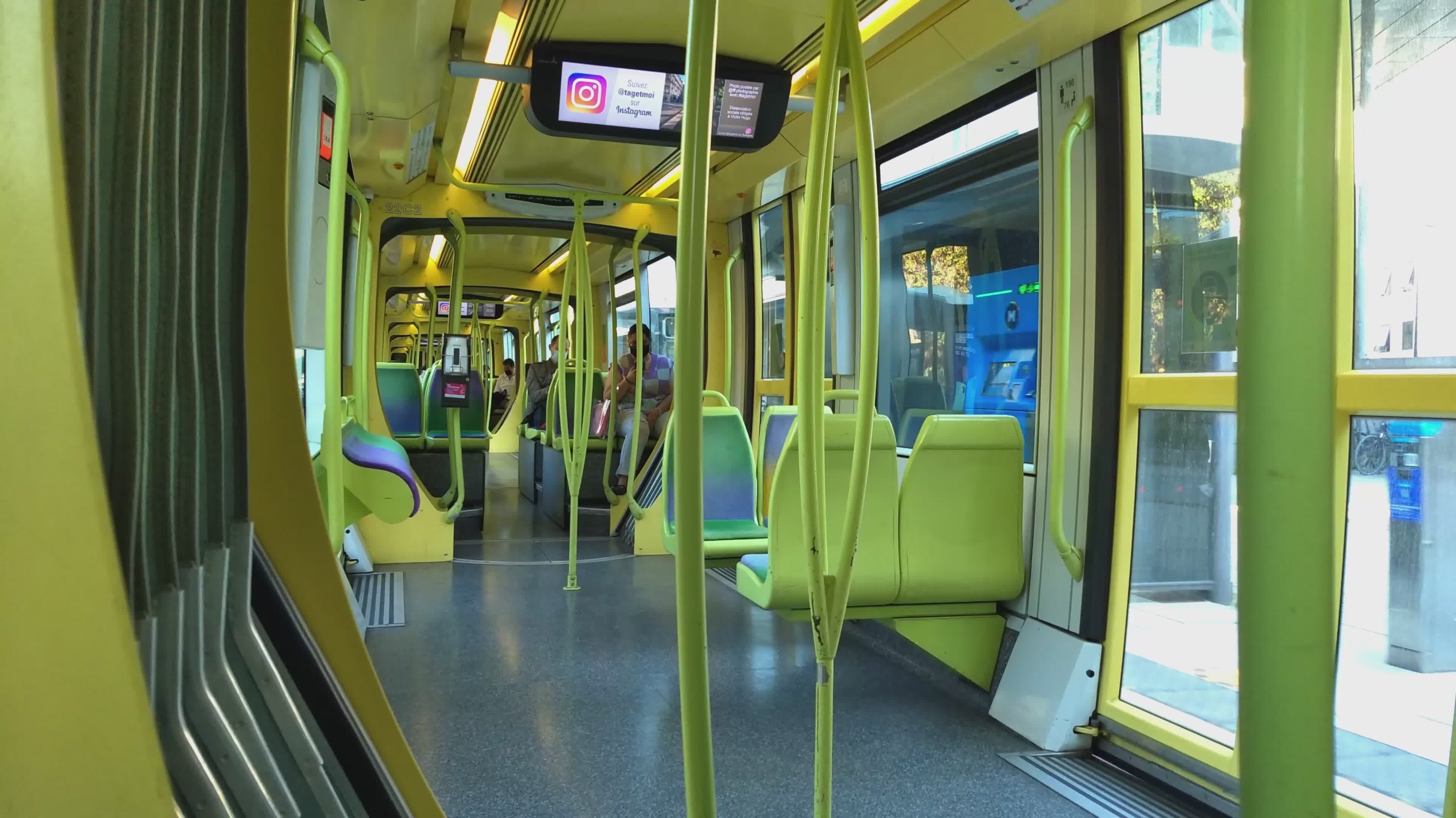 Modern Tram Interior in Vibrant Urban Setting Free Stock Video Footage ...