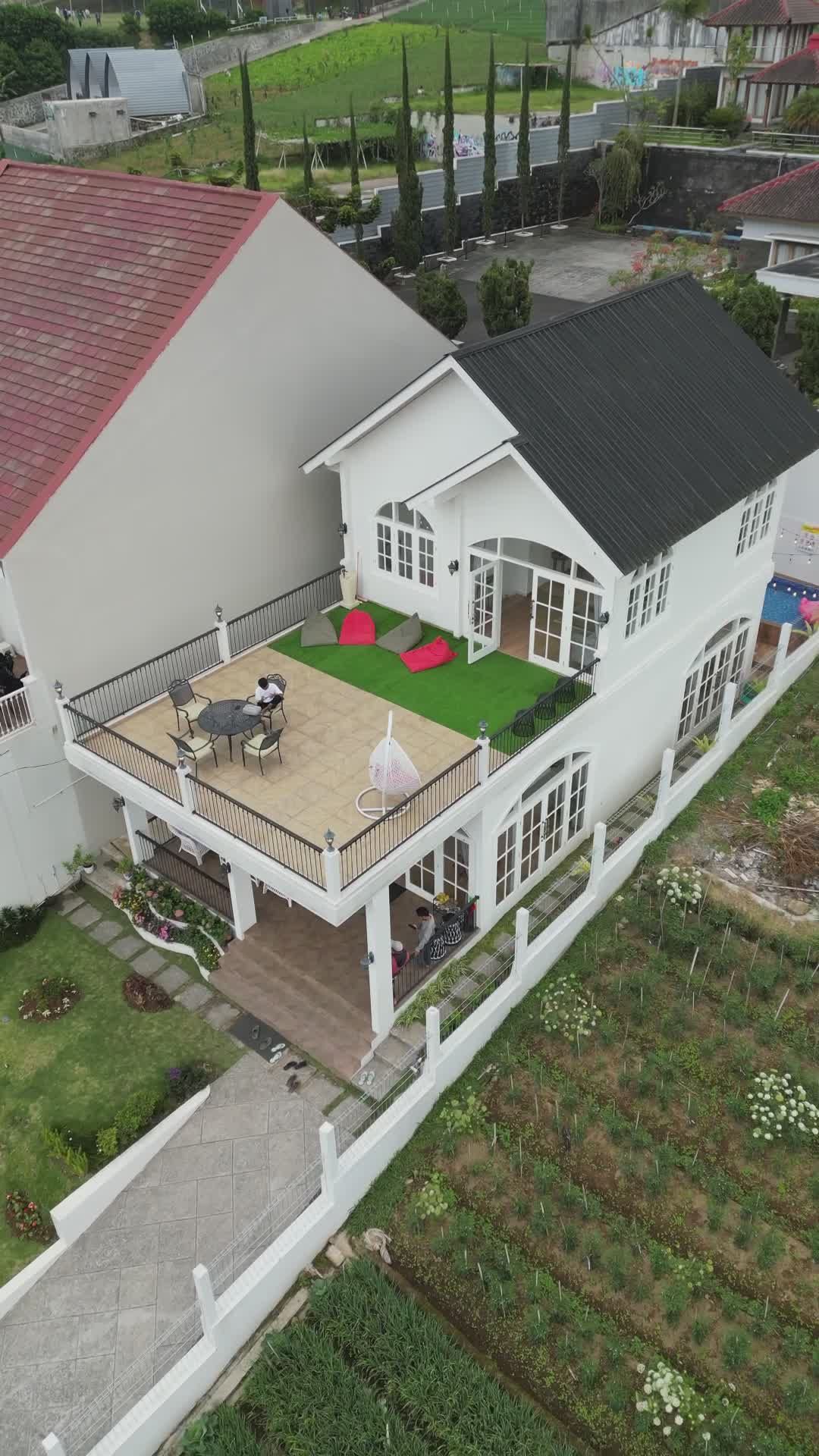 Aerial View of Modern House with Terrace Free Stock Video Footage ...