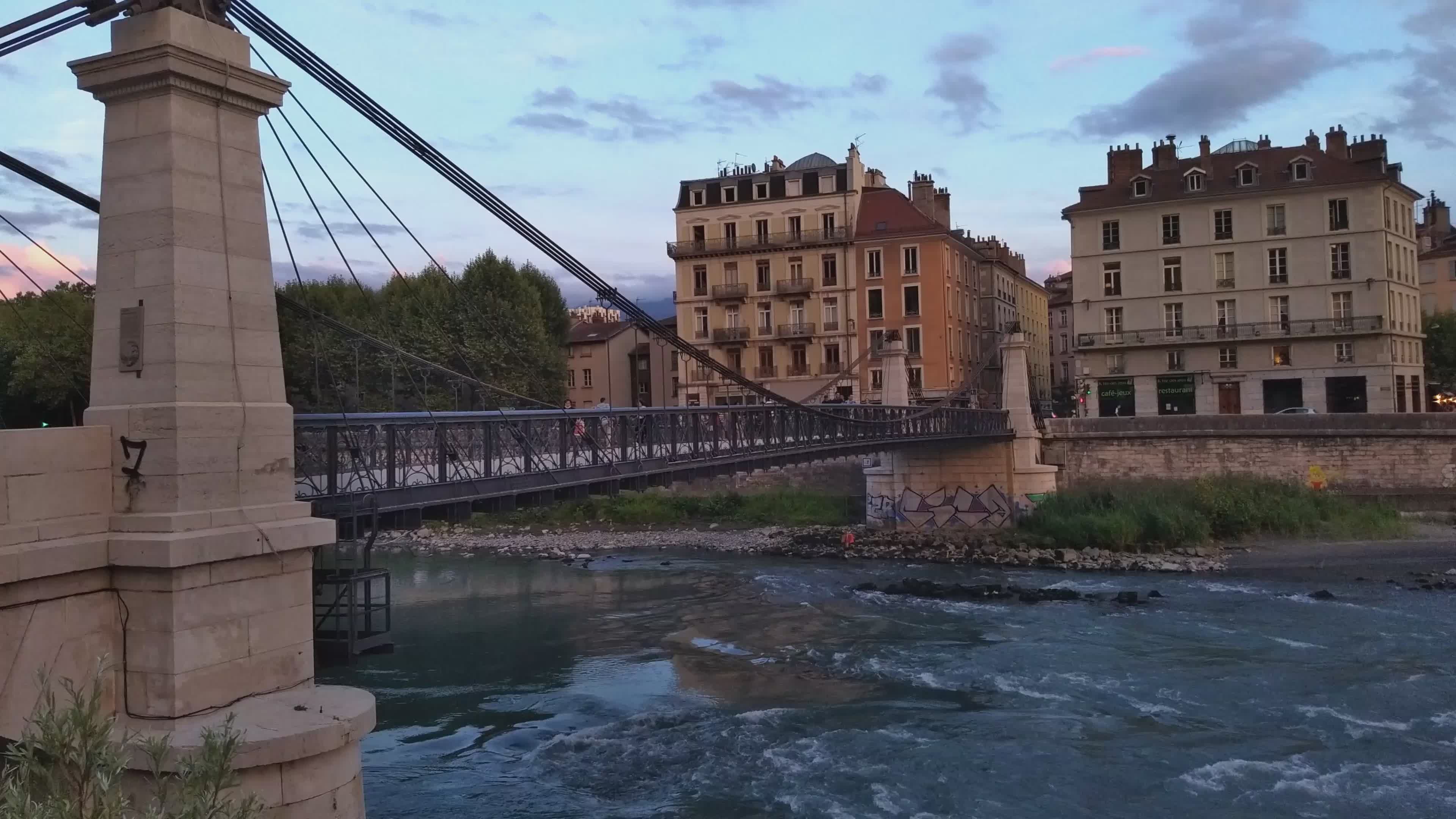 Charming French River Bridge at Twilight Free Stock Video Footage ...