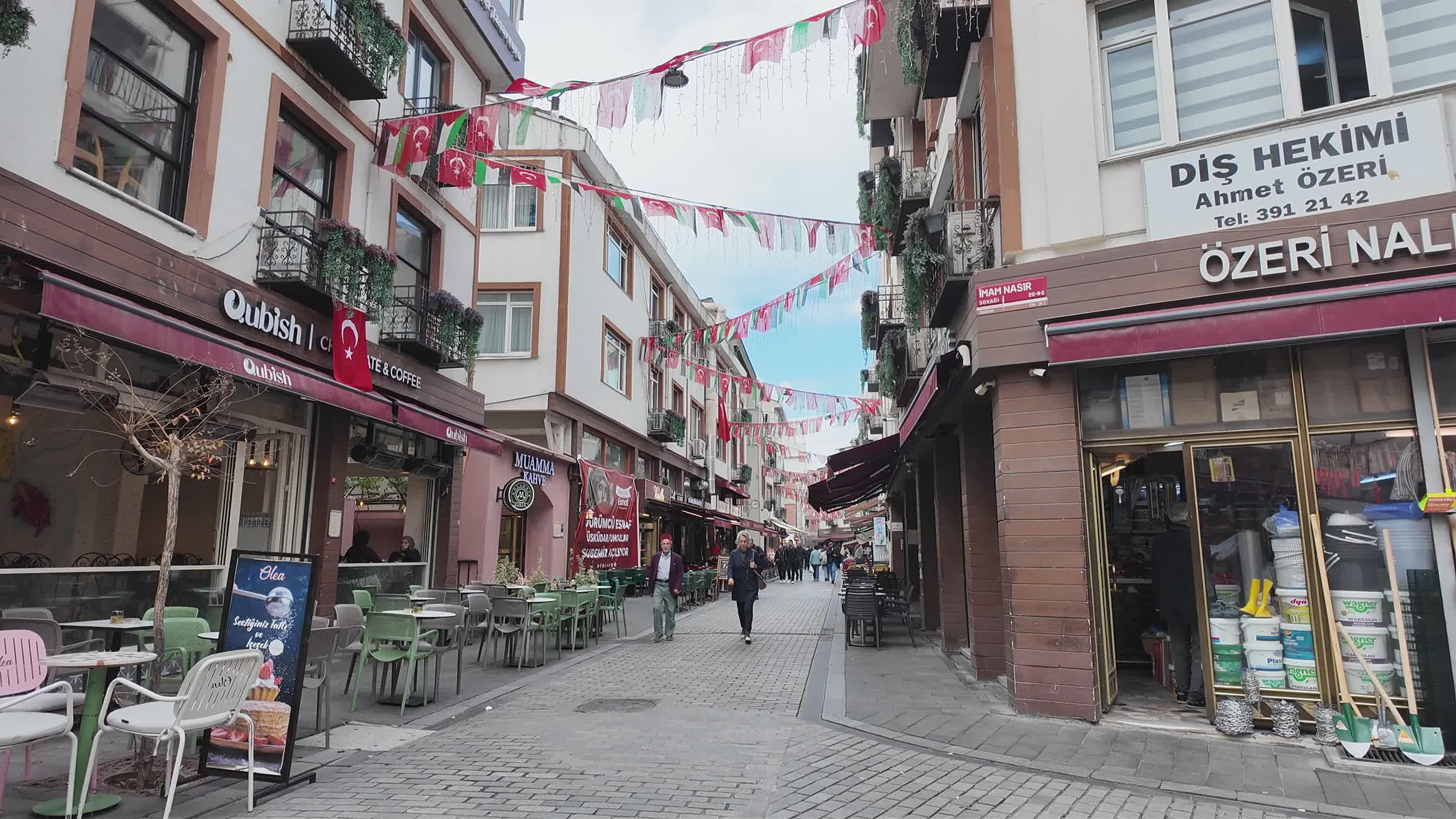 Charming Istanbul Street with Cafes and Shops Free Stock Video Footage ...
