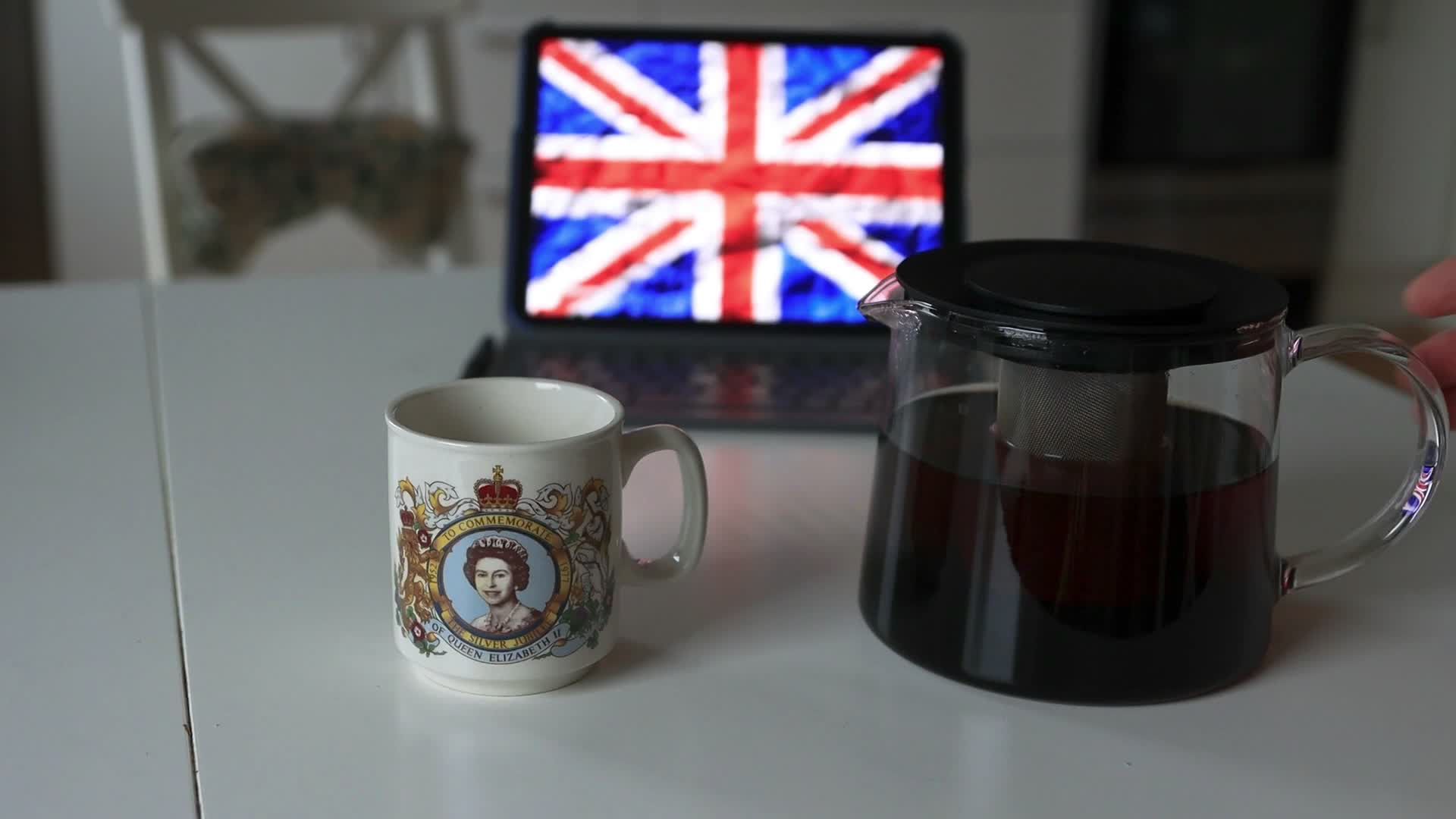 Pouring English Tea with Royal Mug at Home Free Stock Video Footage ...