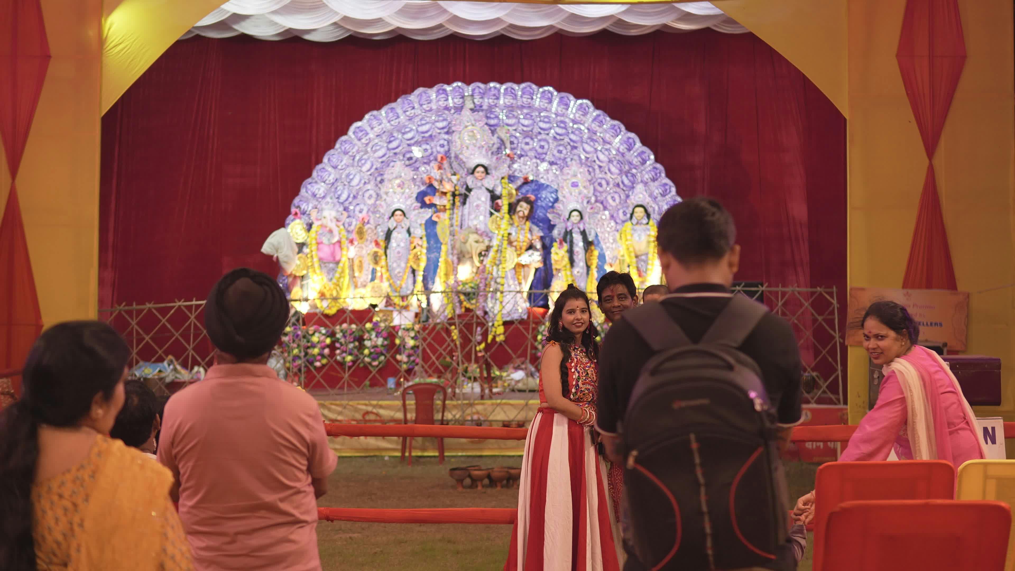 Vibrant Durga Puja Celebration at Indian Temple Free Stock Video ...