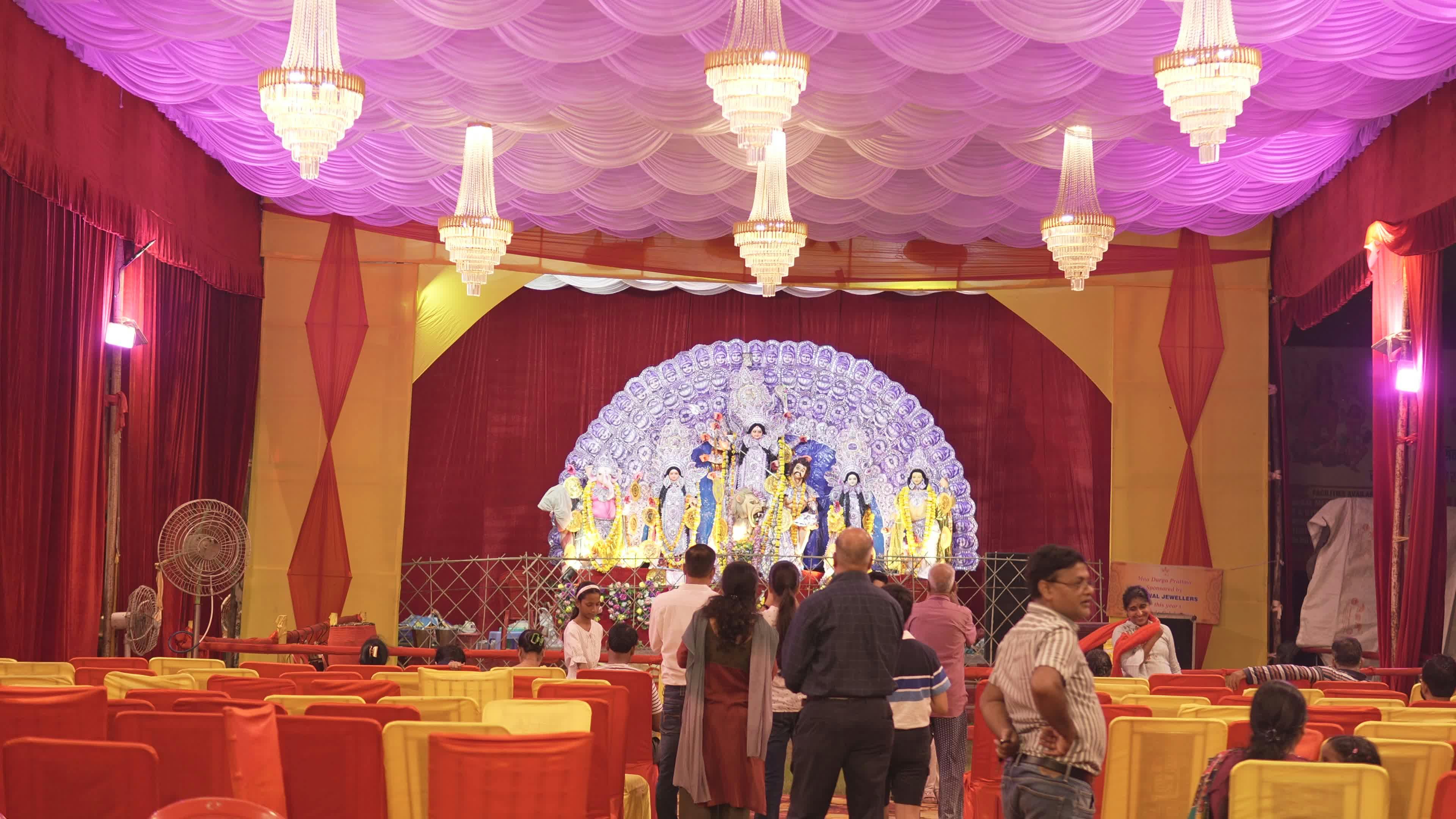 Vibrant Durga Puja Celebration in Pandal Free Stock Video Footage ...