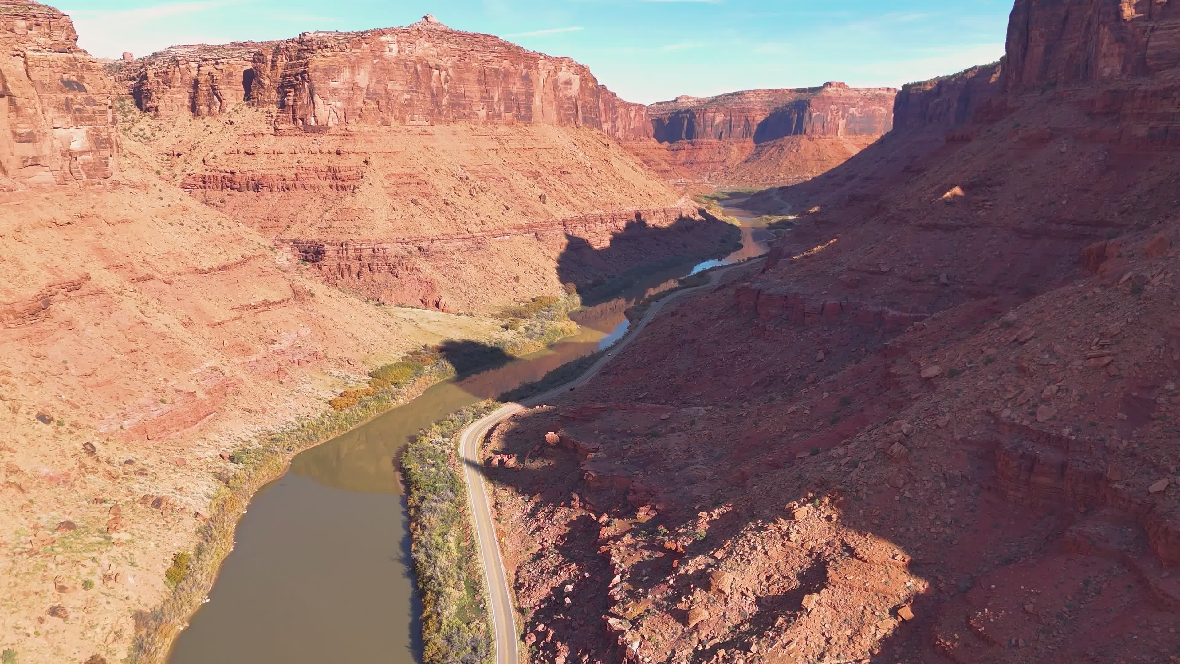 Dramatic Aerial View of Colorado River Canyon Free Stock Video Footage ...