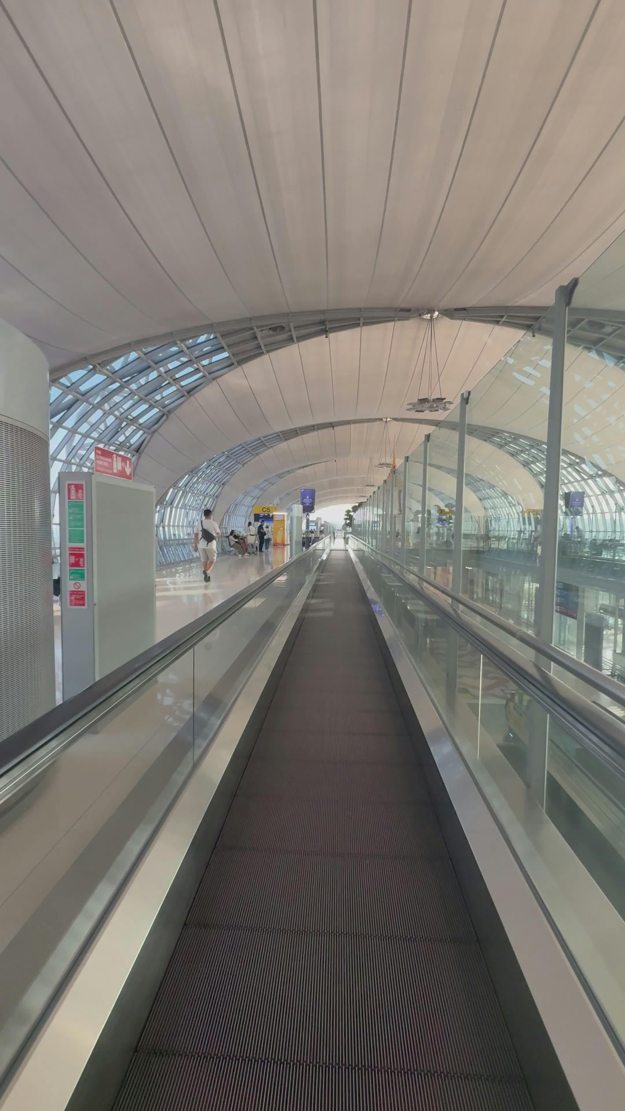 Suvarnabhumi Airport Walkway Interior Shot Free Stock Video Footage ...