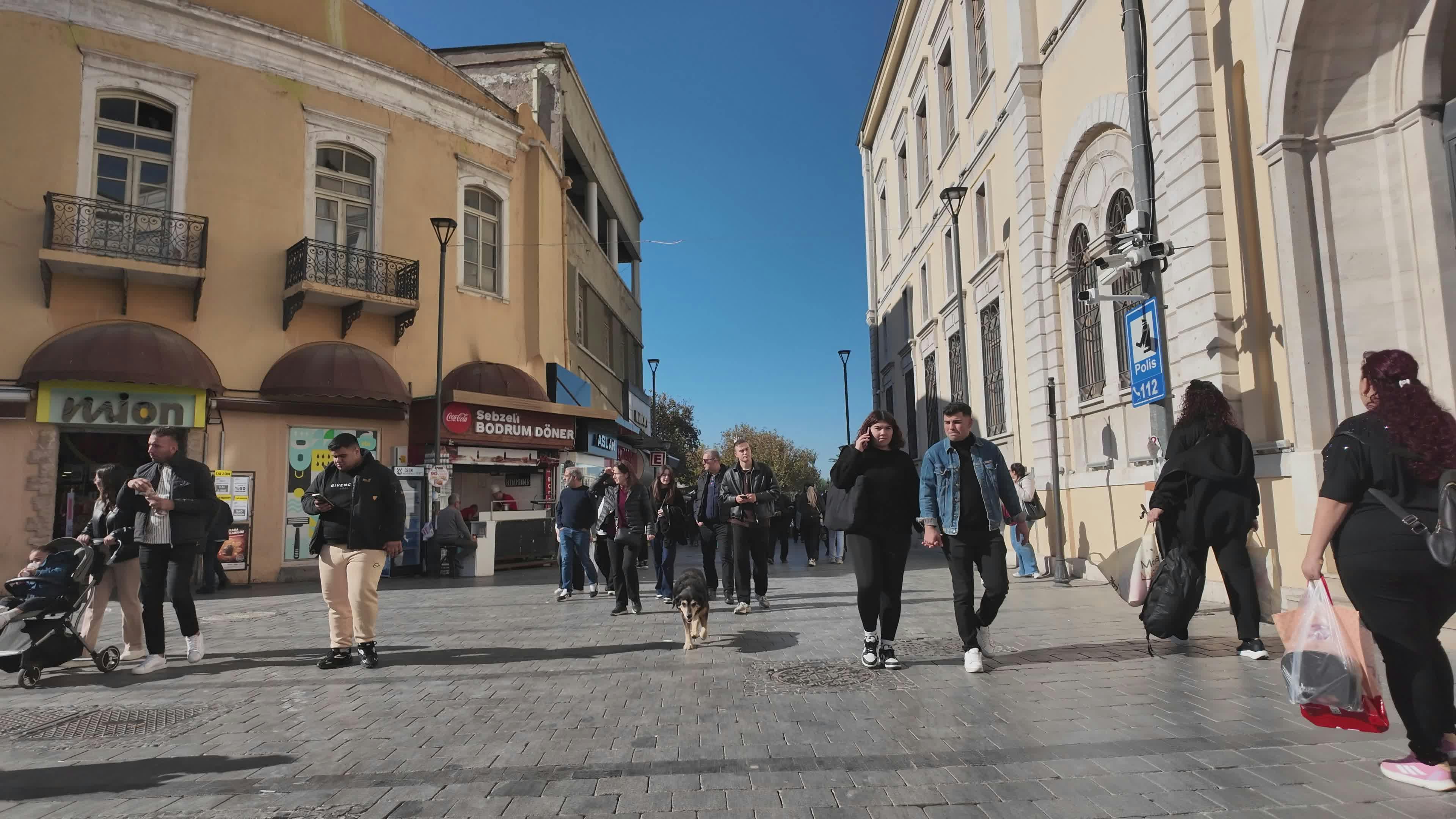 Busy Street Scene with Pedestrians in Urban Area Free Stock Video ...