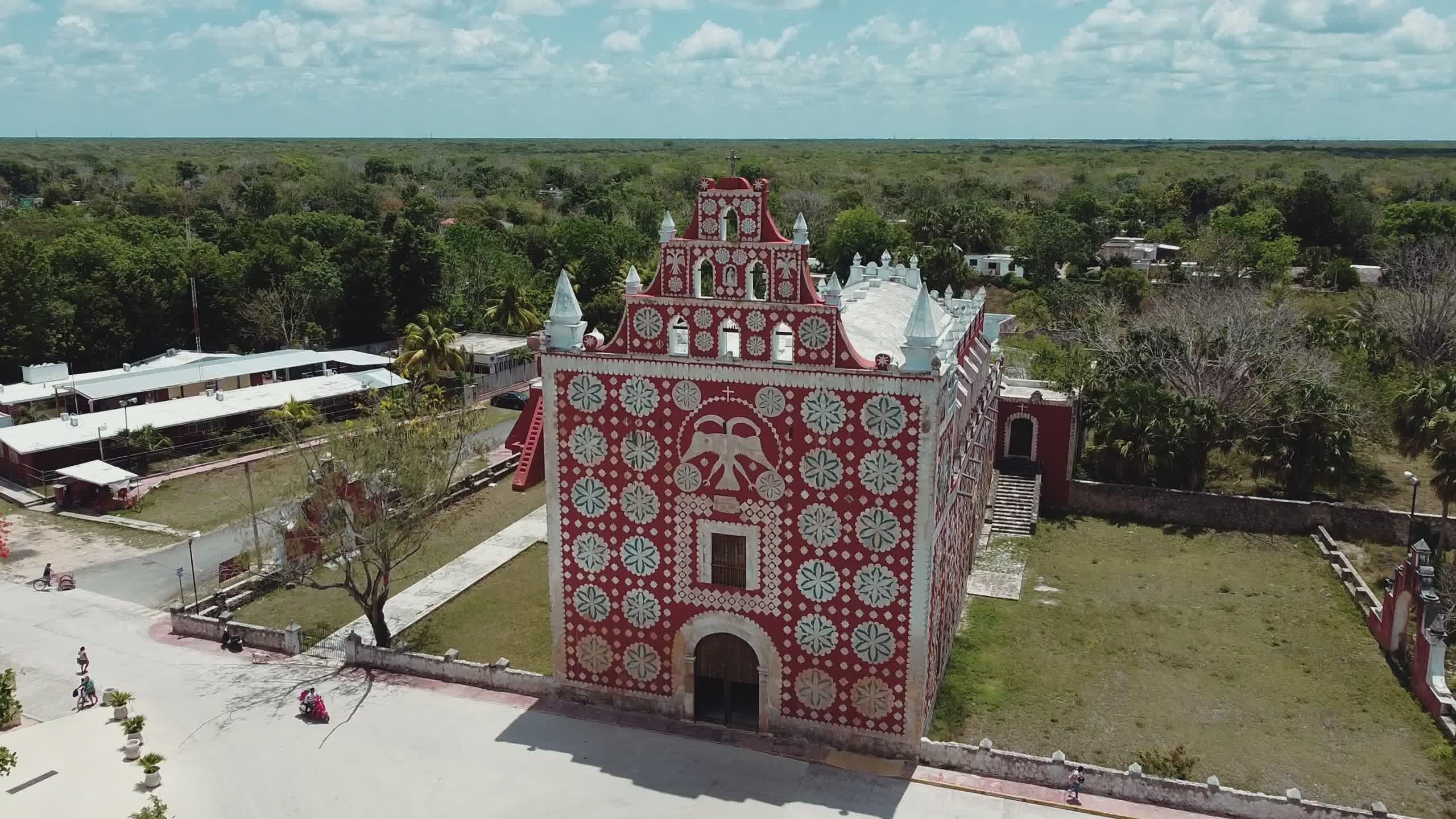 Aerial View of Historic Church in Yucatán Free Stock Video Footage ...