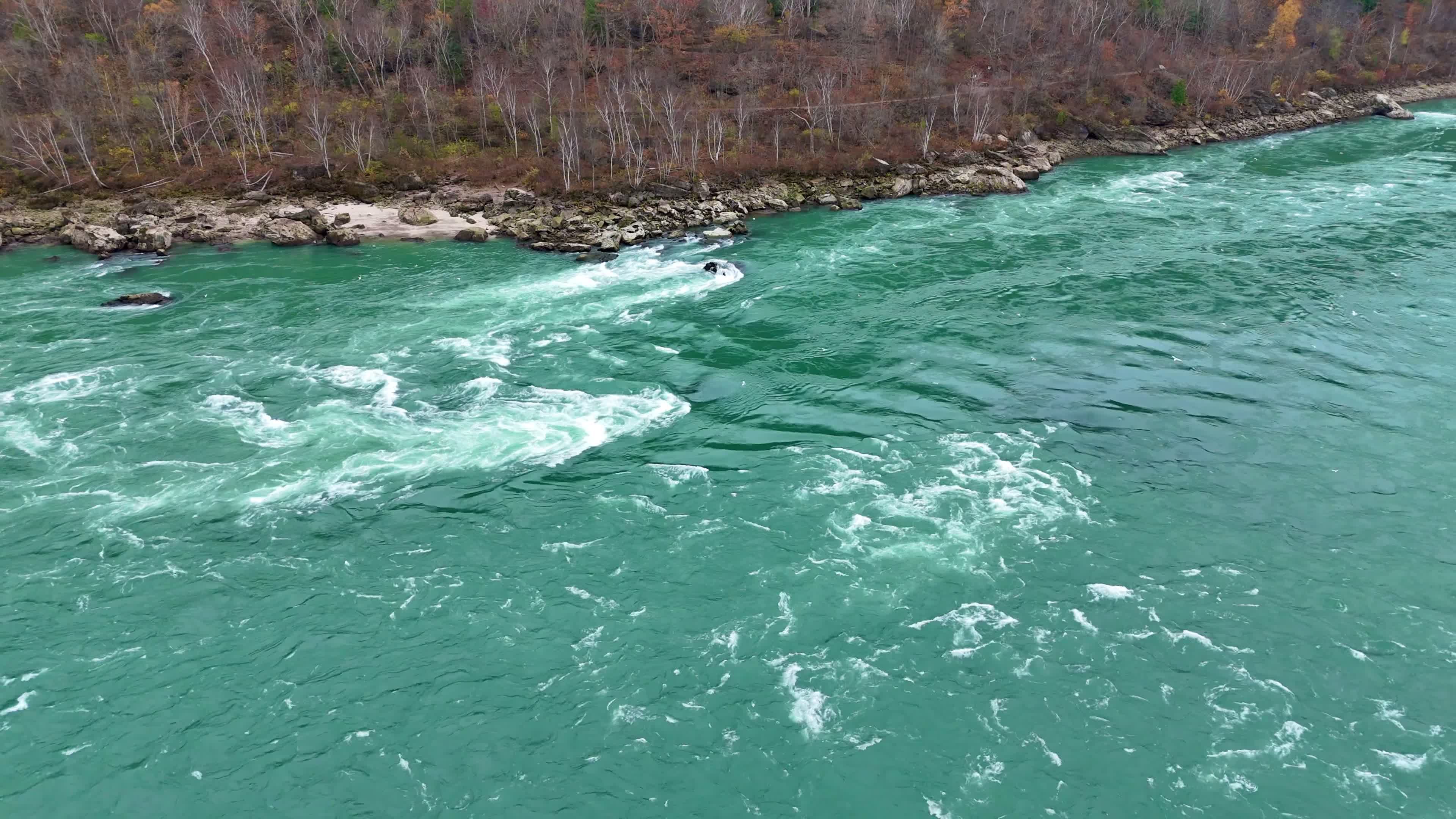 Aerial View of Niagara River Rapids in Fall Free Stock Video Footage ...