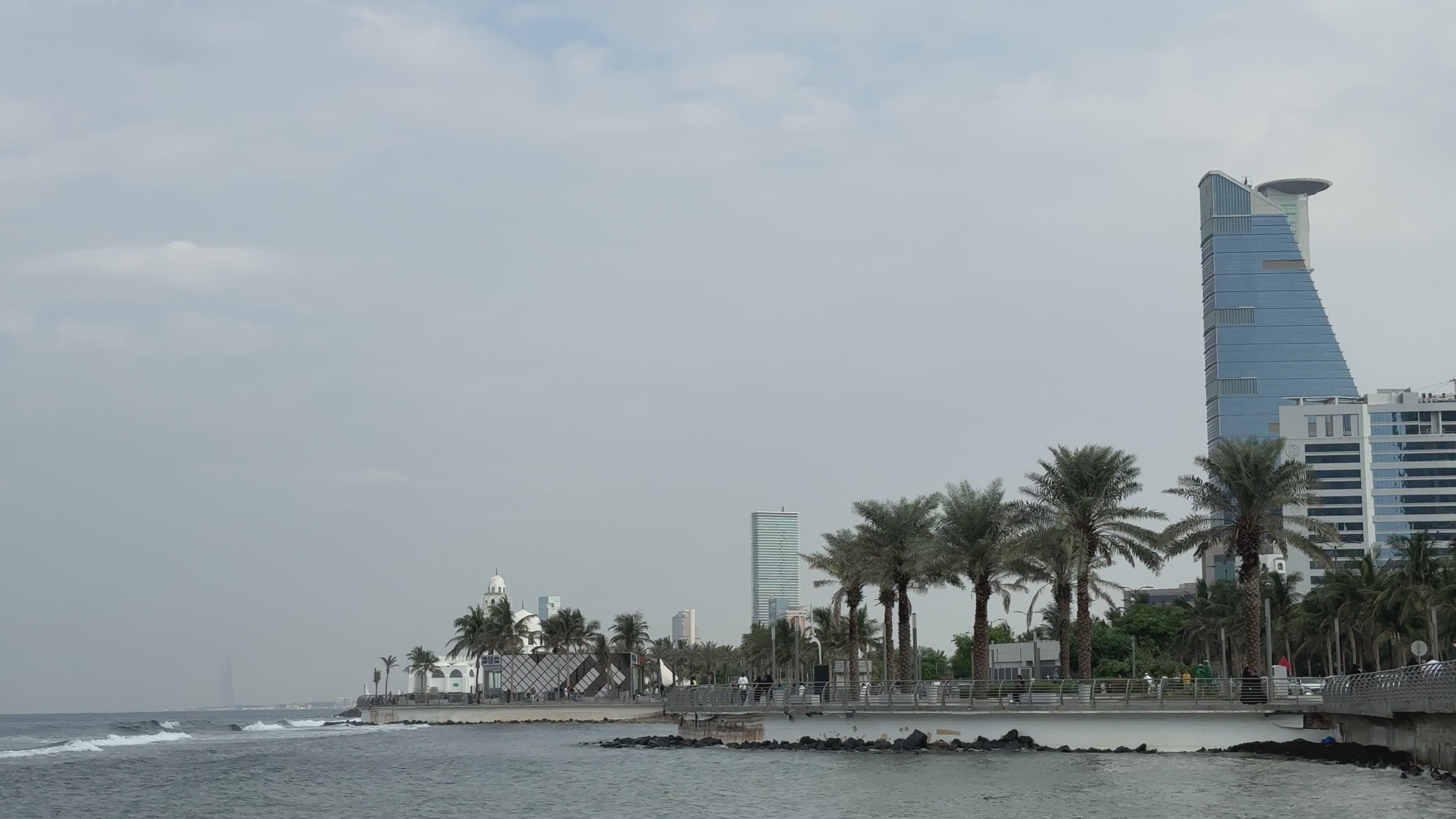 Jeddah Corniche Skyline with Iconic Tower Free Stock Video Footage ...