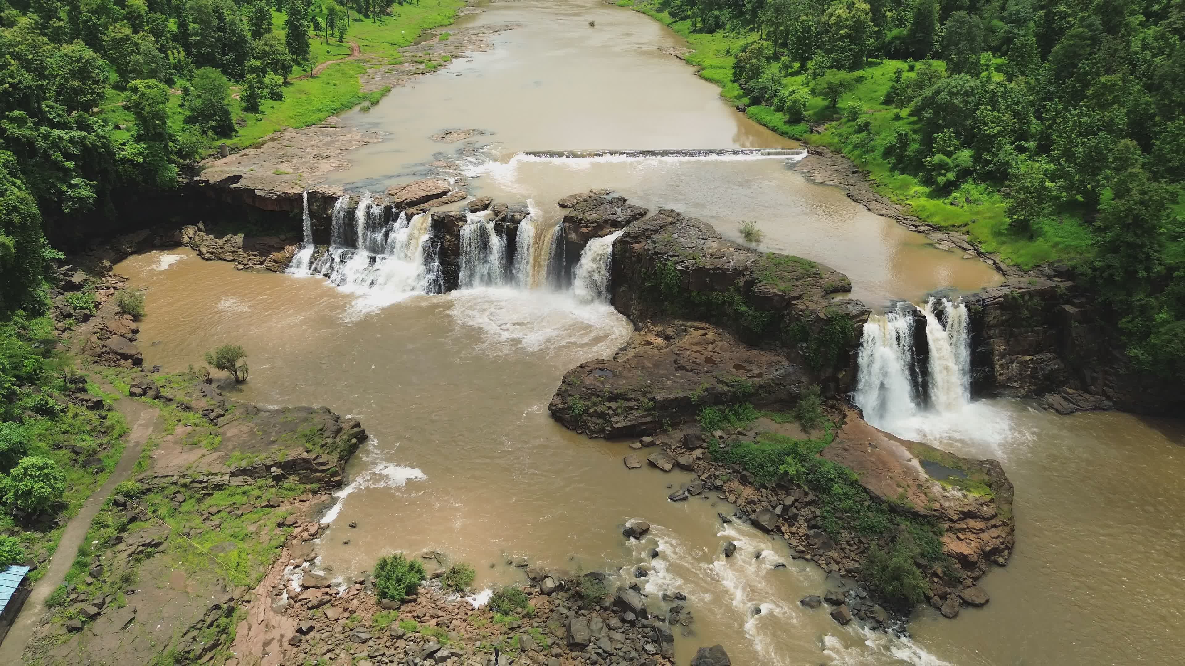 Majestic Indian Waterfall Aerial View Free Stock Video Footage, Royalty ...