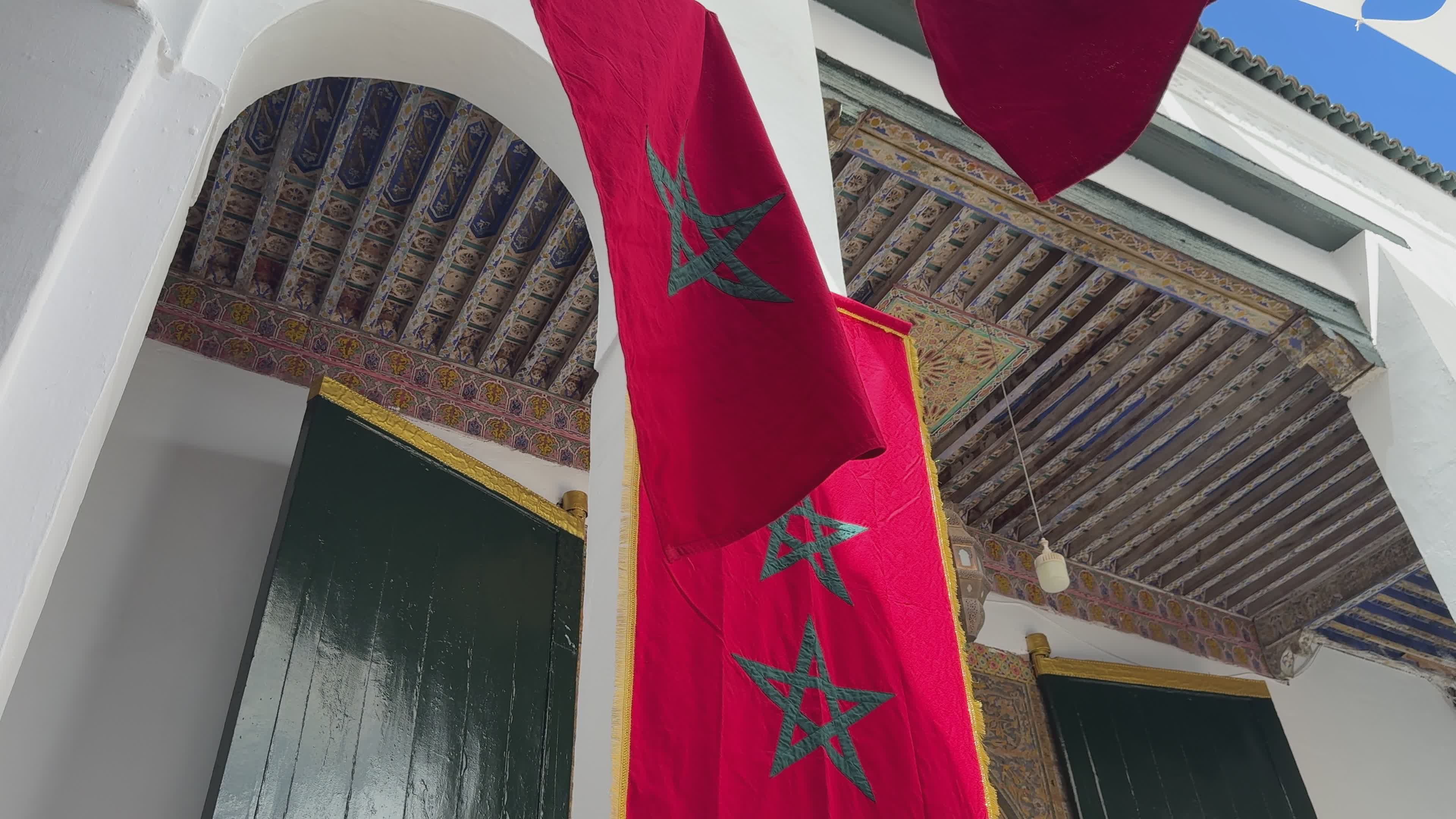 Moroccan Flags in Traditional Setting Free Stock Video Footage, Royalty ...