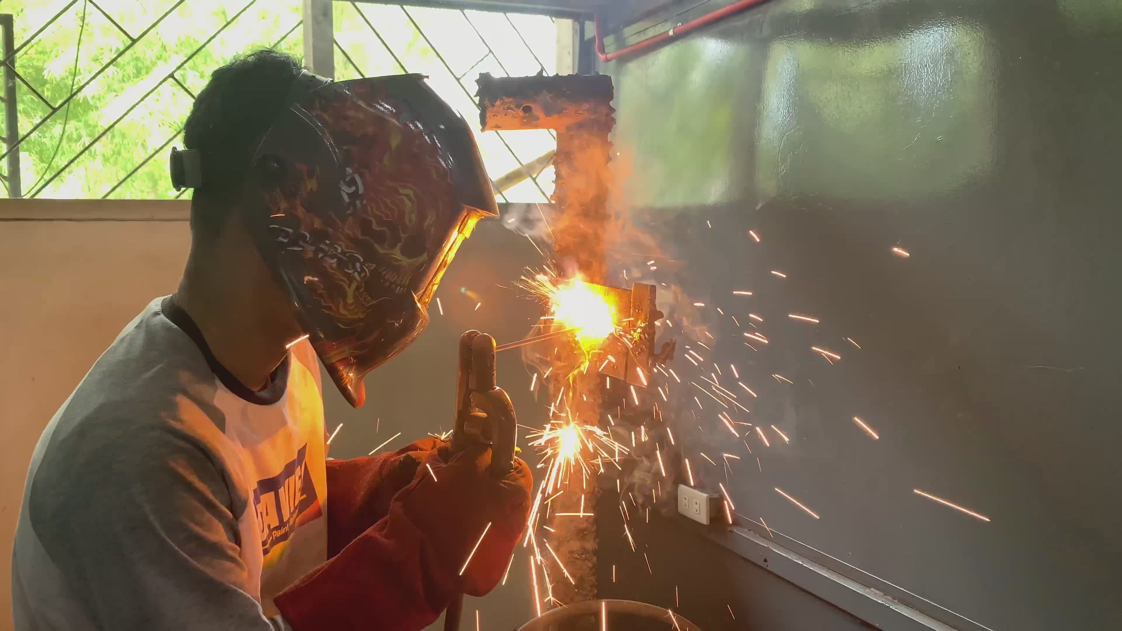 Professional Welder in Action Creating Sparks Free Stock Video Footage ...