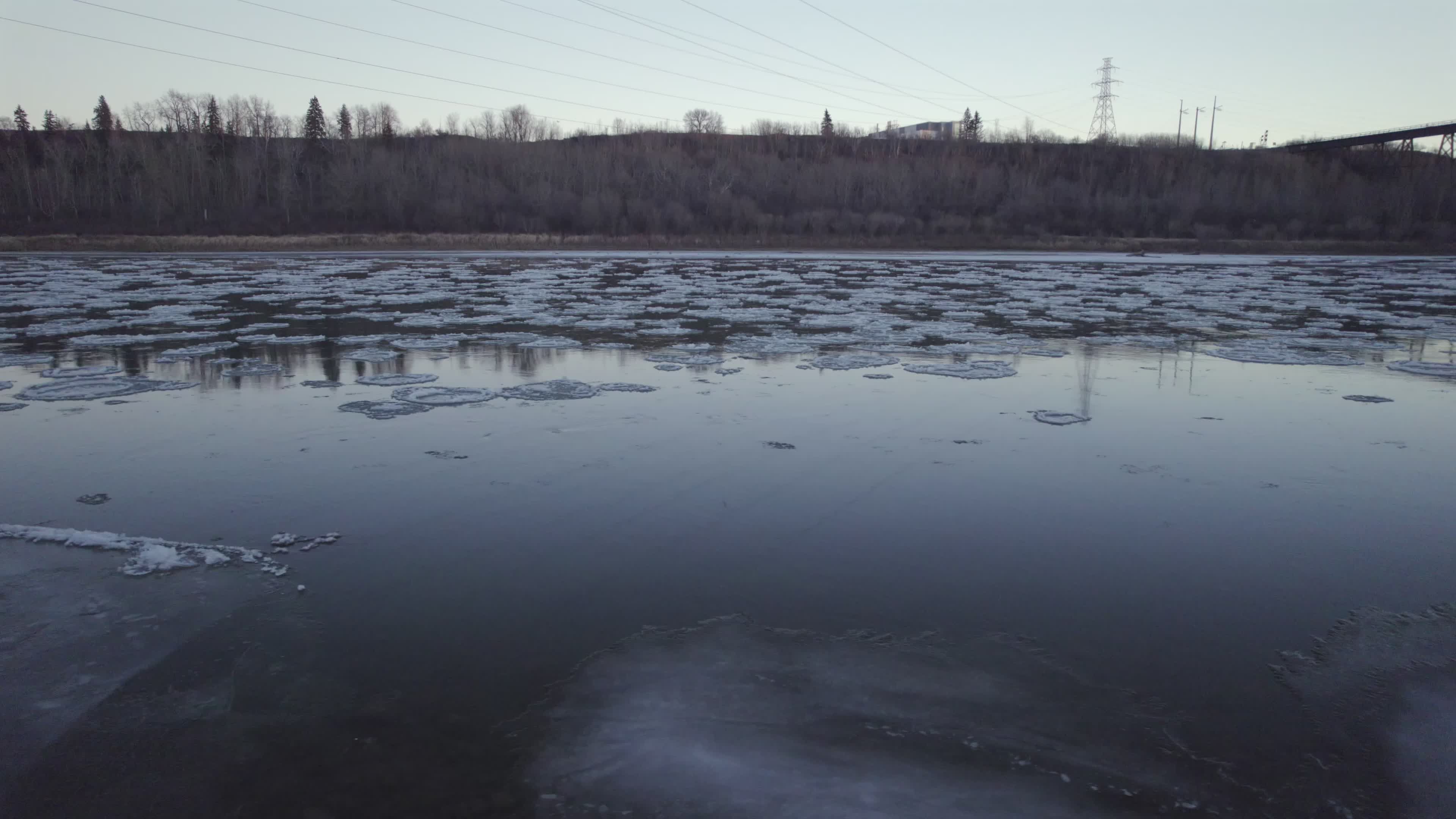 Aerial View of Frozen River in November Free Stock Video Footage ...
