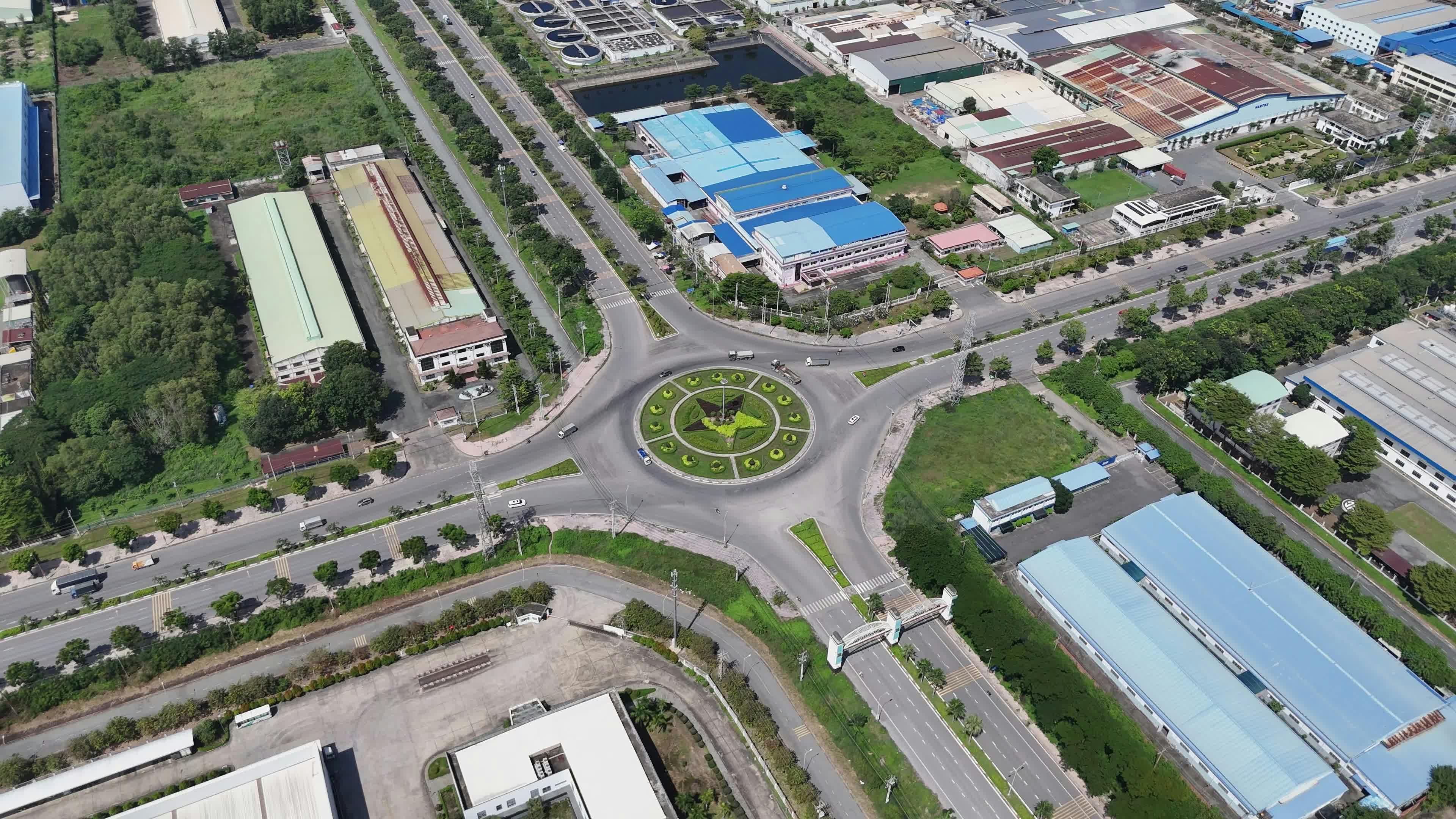 Aerial View of Industrial Roundabout Intersection Free Stock Video ...