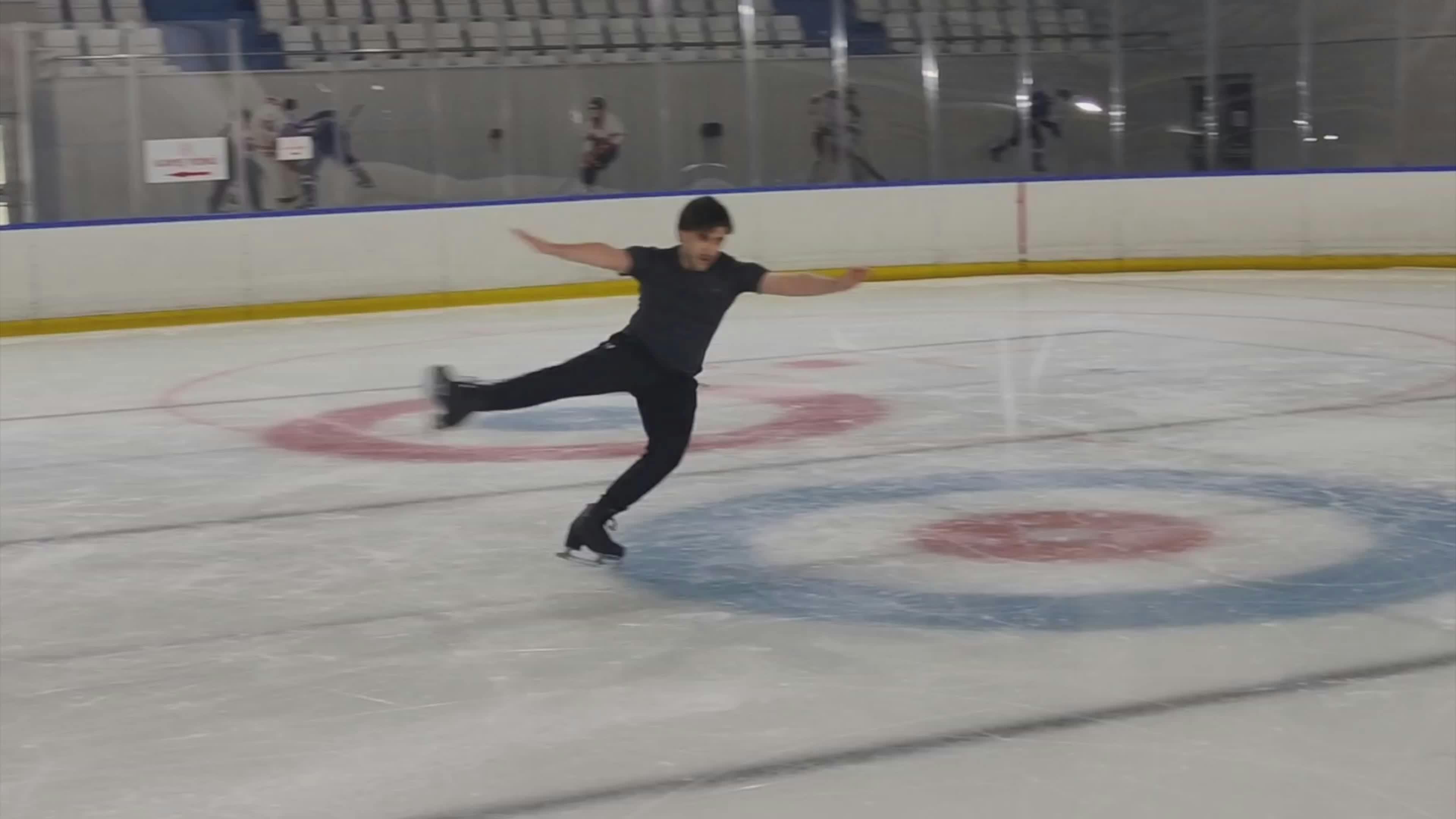 Dynamic Figure Skating Practice on Ice Rink Free Stock Video Footage ...