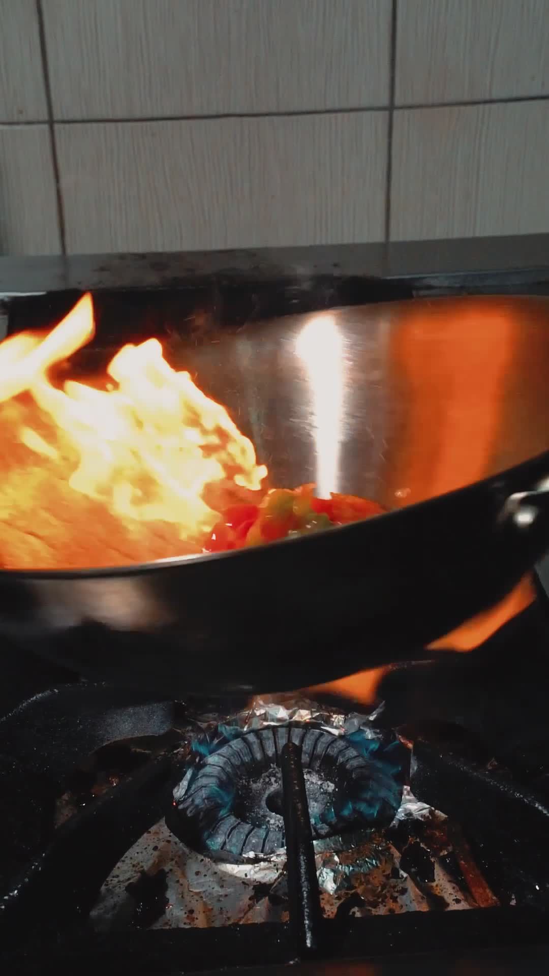 Professional Wok Cooking with Flames Free Stock Video Footage, Royalty ...