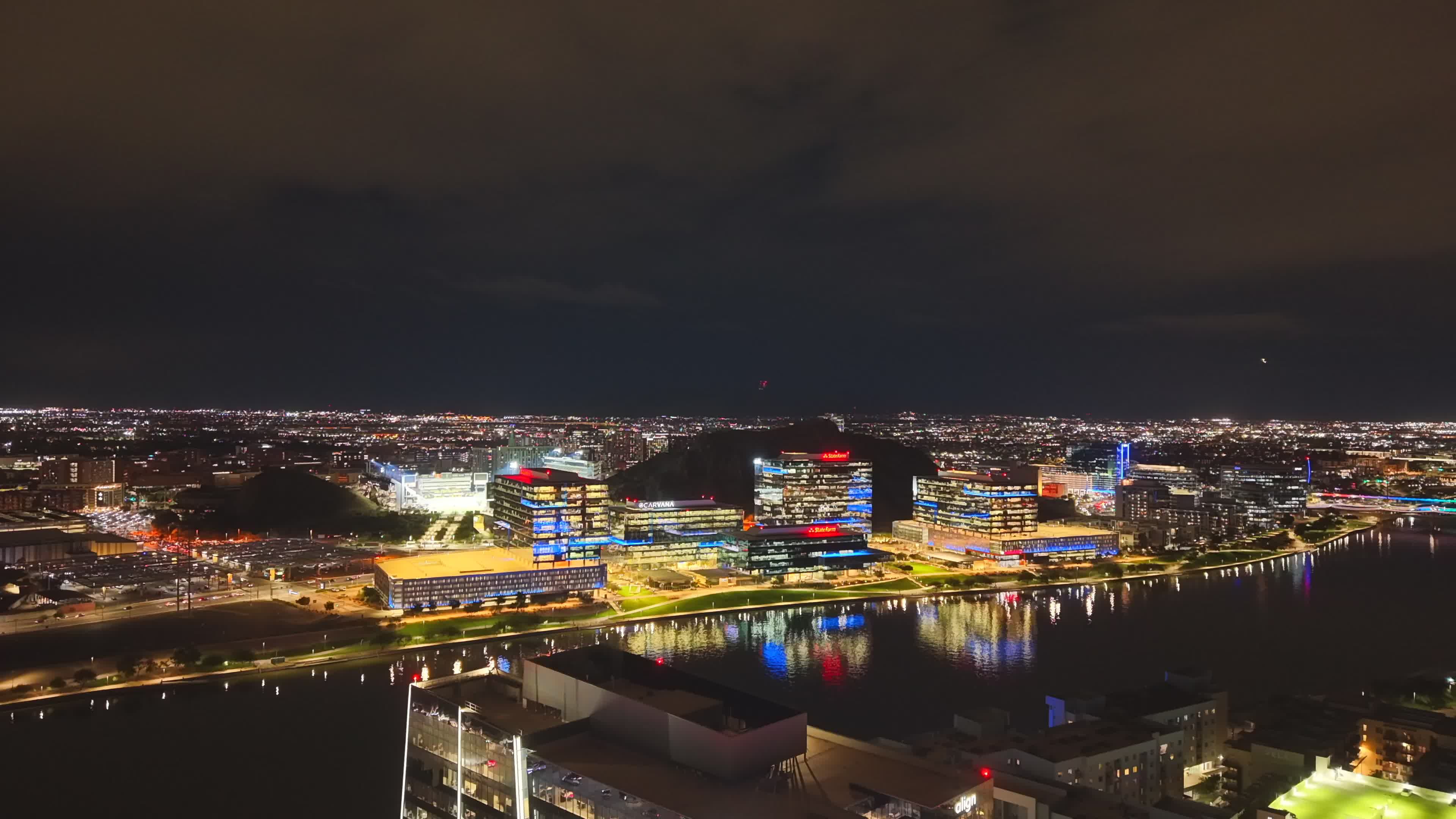 Stunning Aerial Night View of Urban Skyline Free Stock Video Footage ...