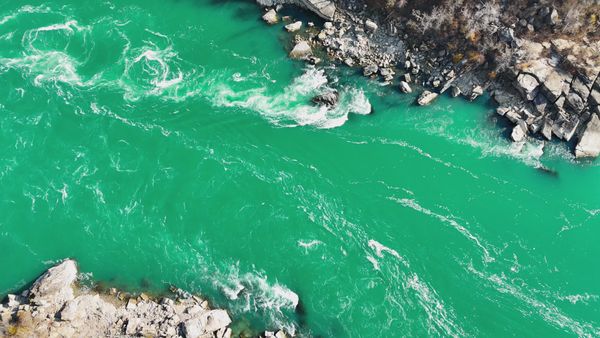 Serene Aerial View of Turquoise River and Greenery Free Stock Video ...