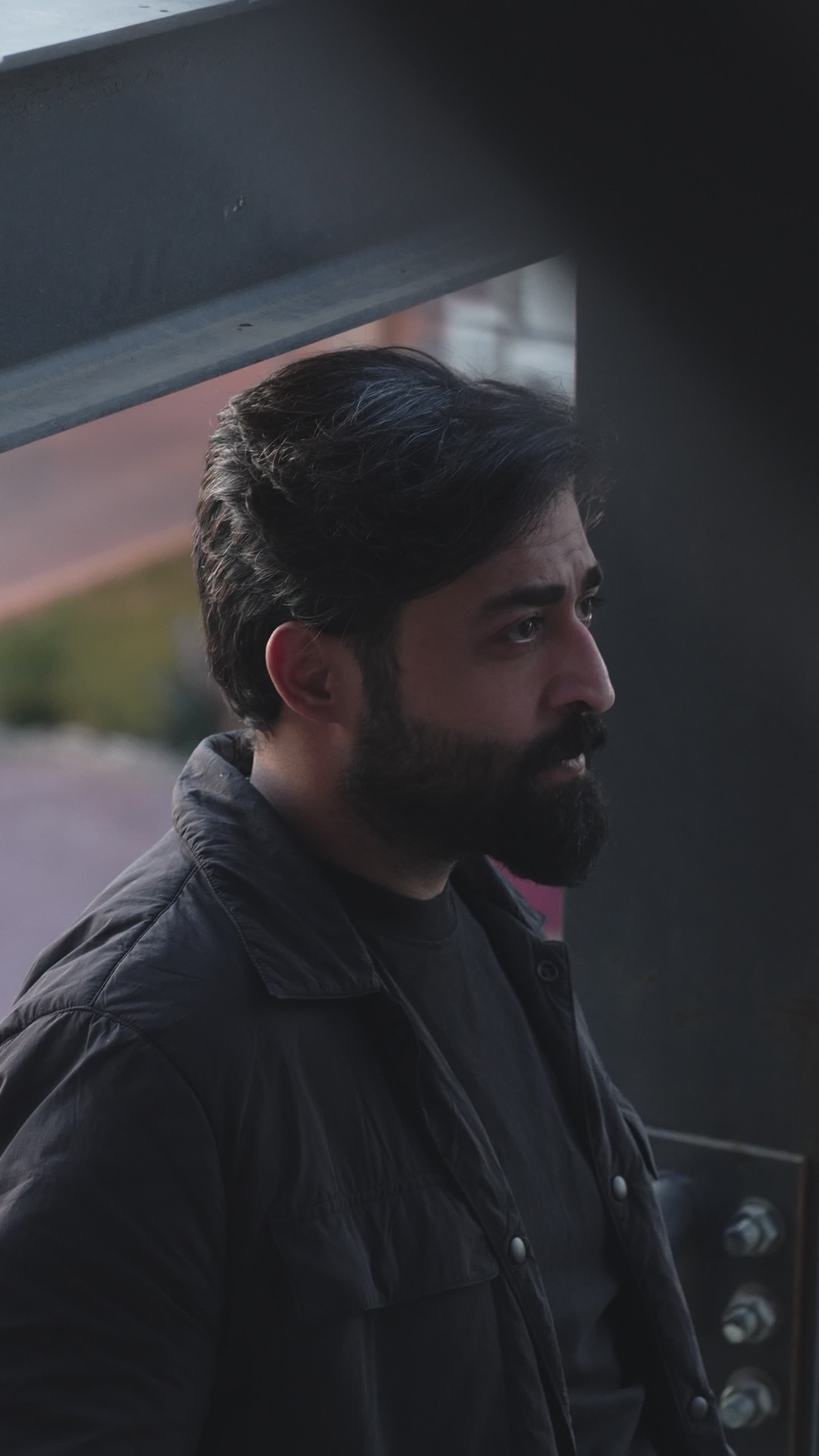 Contemplative Man Looking Out From Balcony Free Stock Video Footage ...