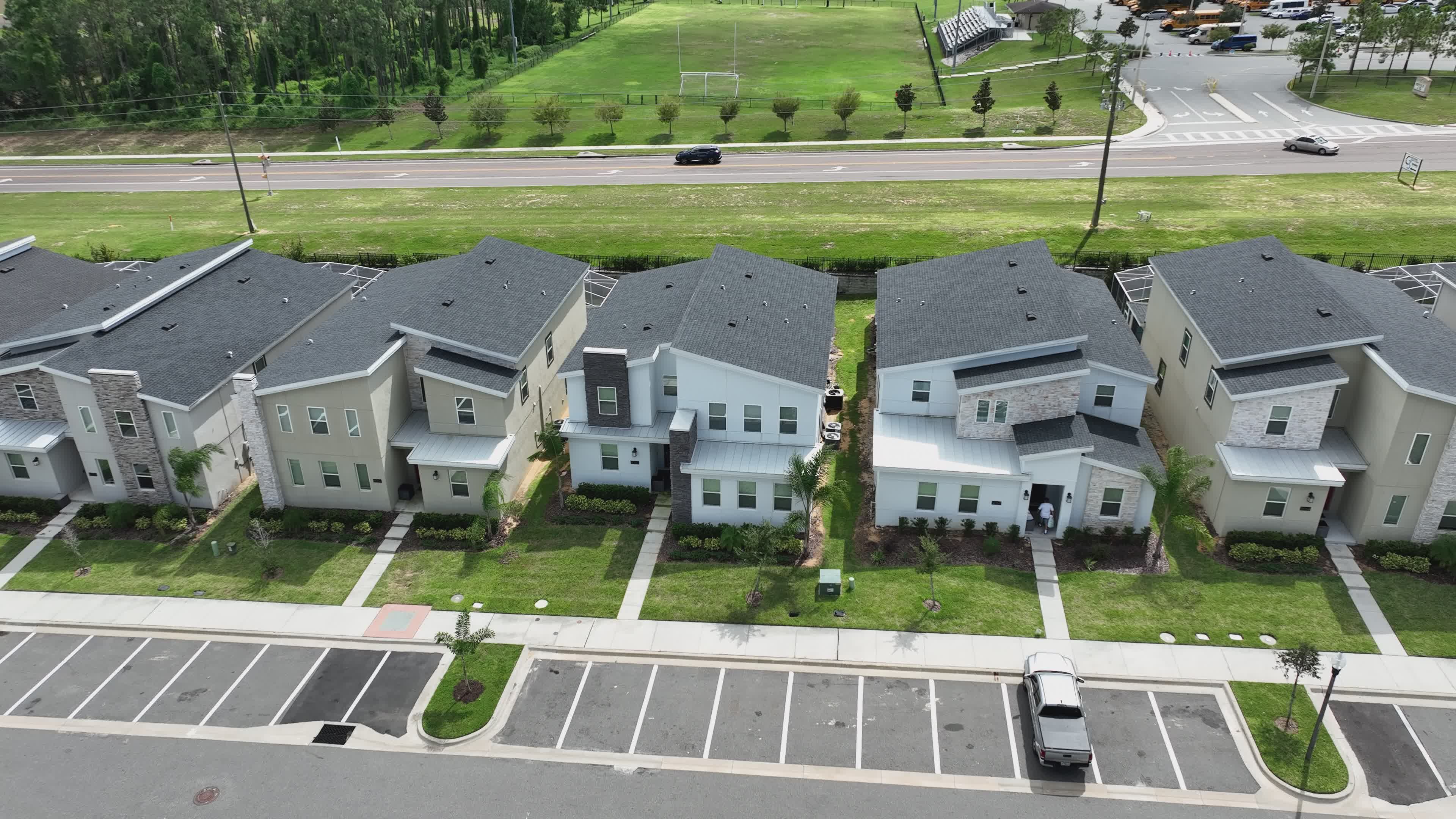 Aerial View of Modern Suburban Housing Development Free Stock Video ...