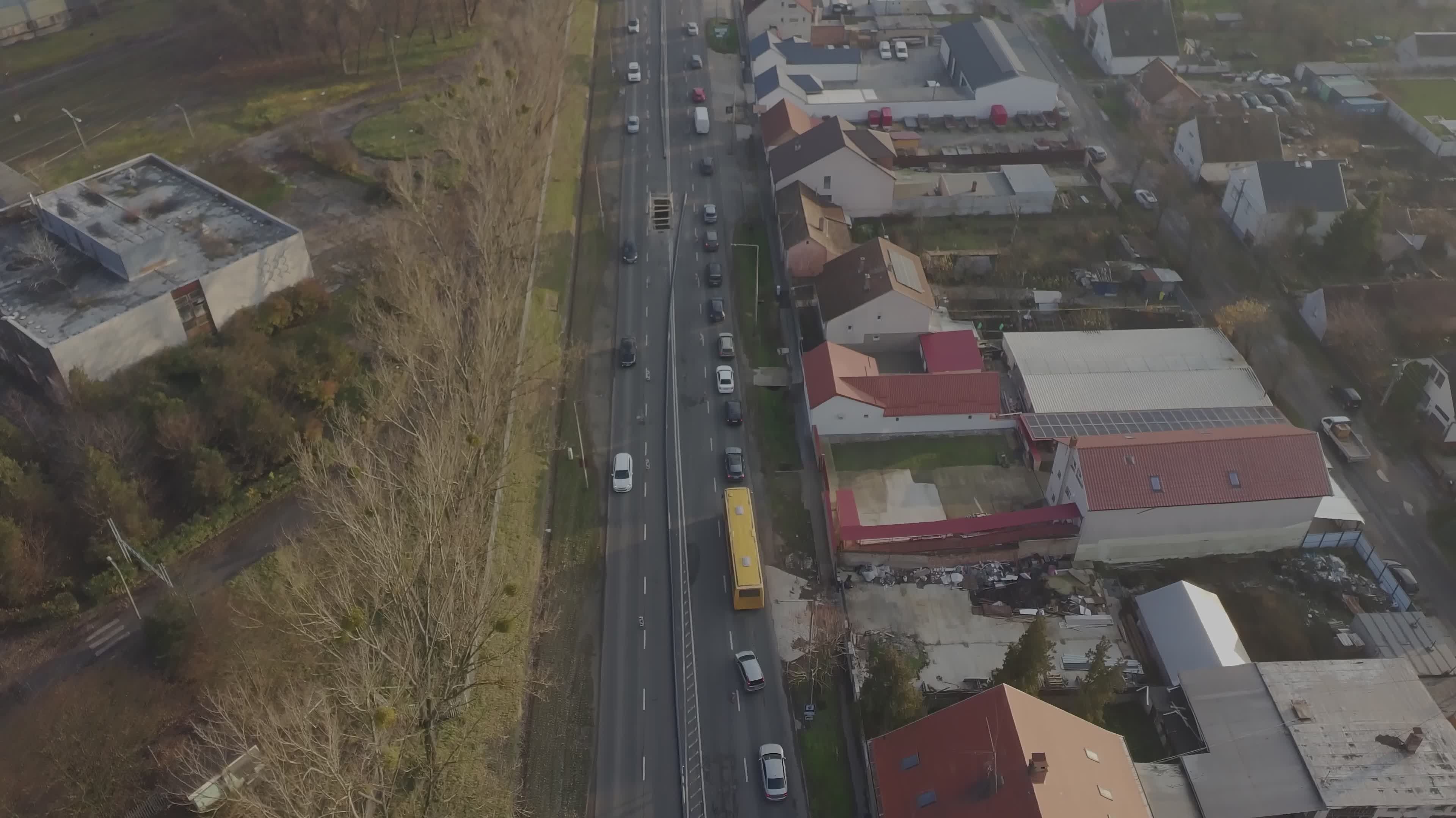 Aerial View of European Suburban Roadway in Daylight Free Stock Video ...