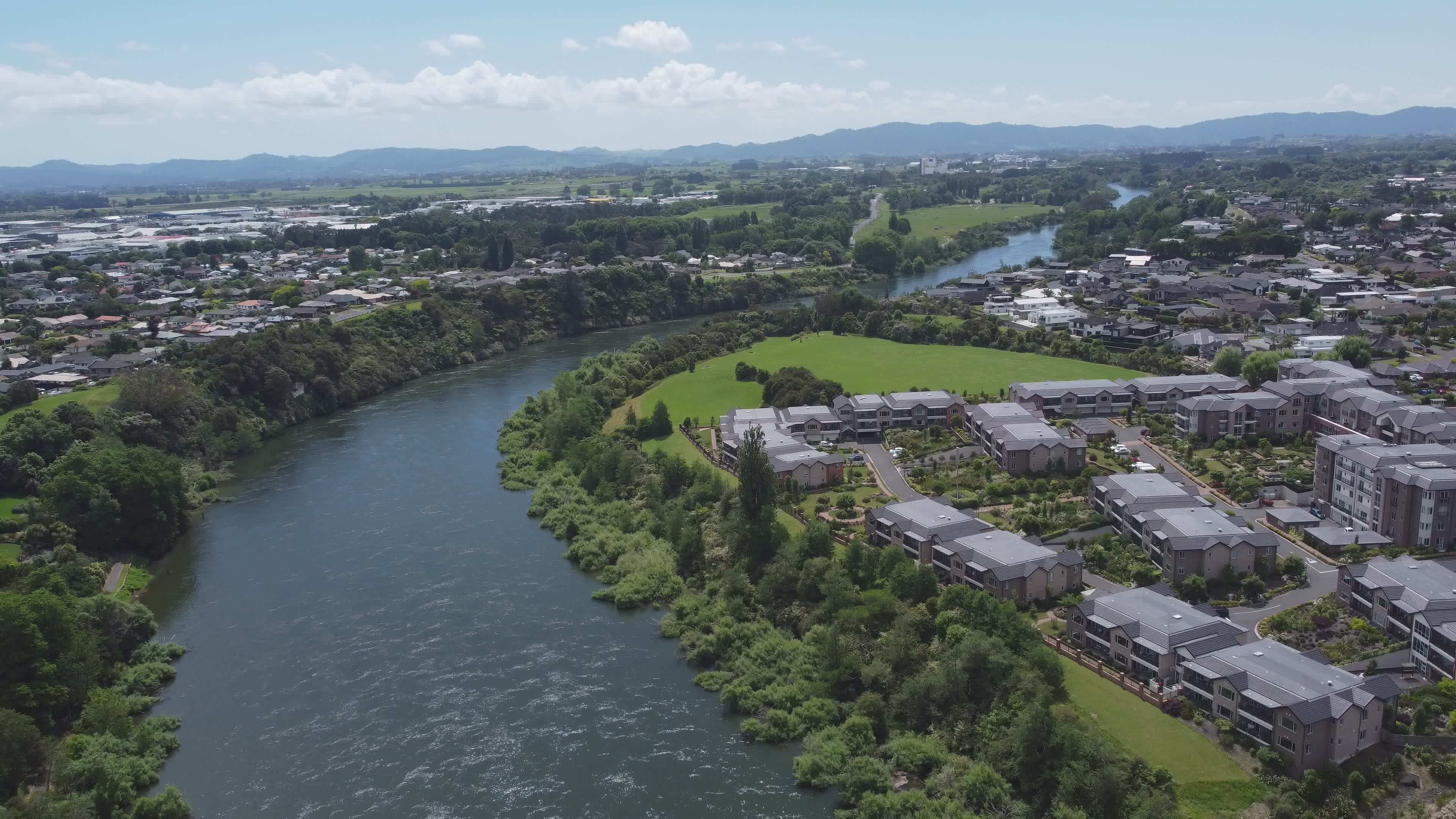 Aerial View of Hamilton City and Waikato River Free Stock Video Footage ...