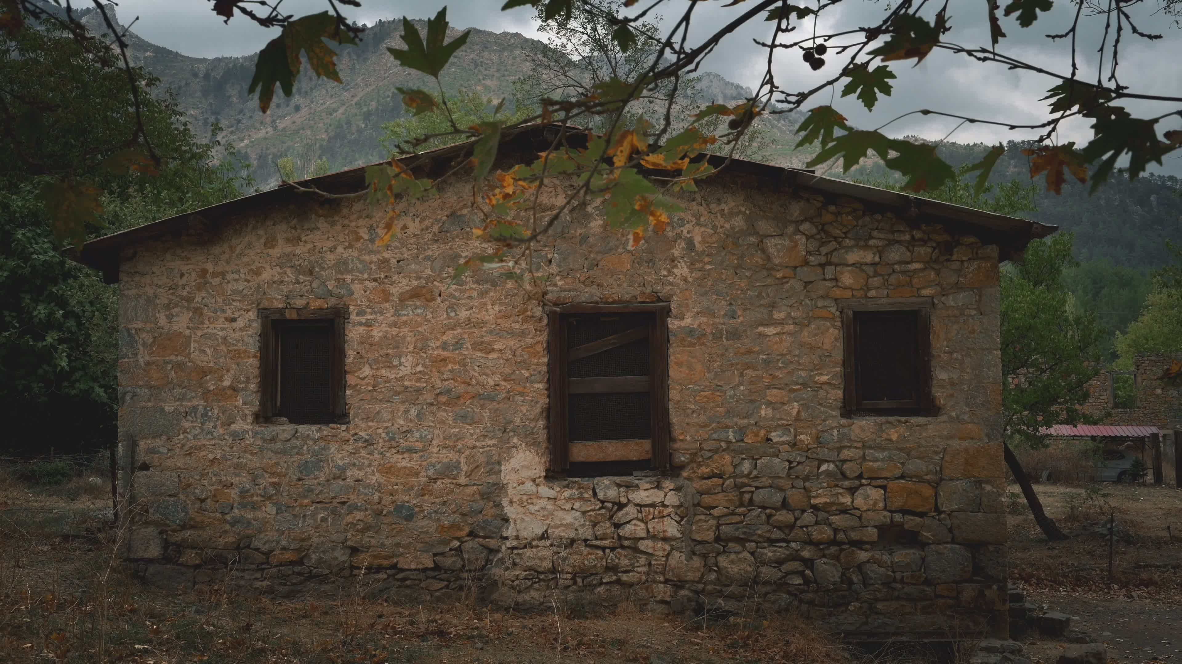 Rustic Stone House in Mountainous Landscape Free Stock Video Footage ...
