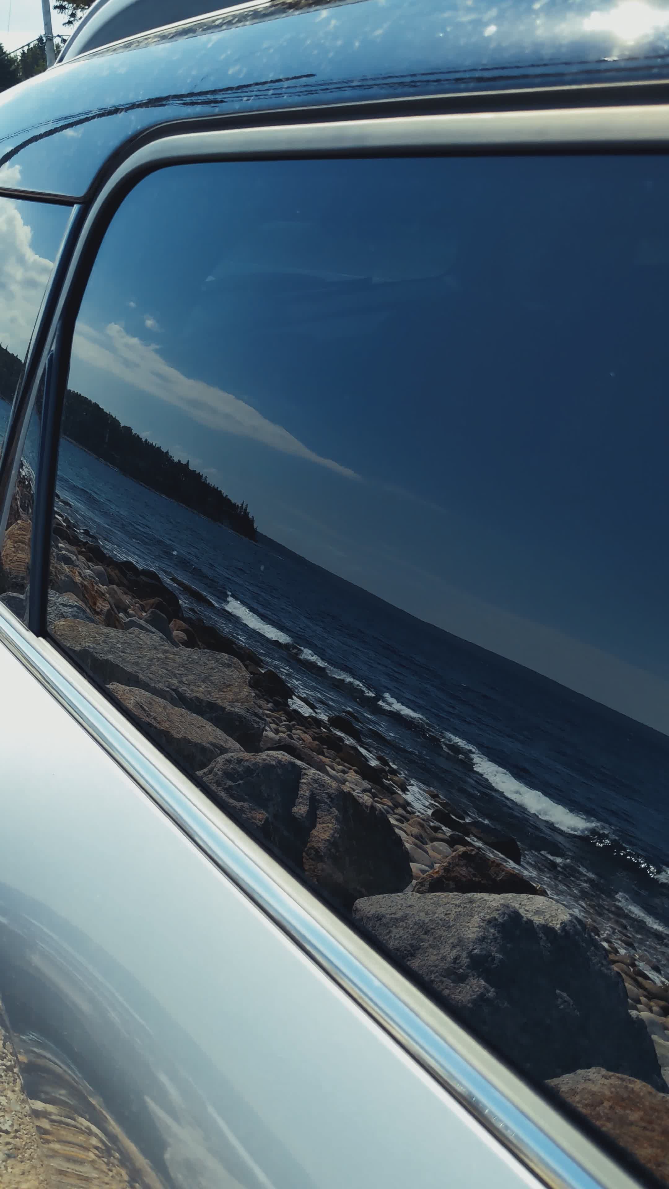 Scenic Coastal Reflection on Car Window Free Stock Video Footage ...