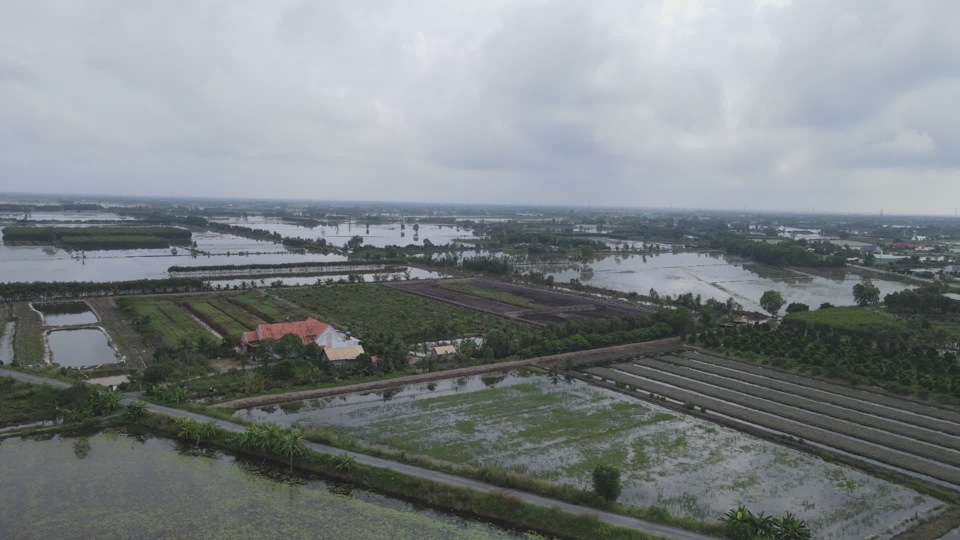 Aerial View of Flooded Agricultural Fields Free Stock Video Footage ...
