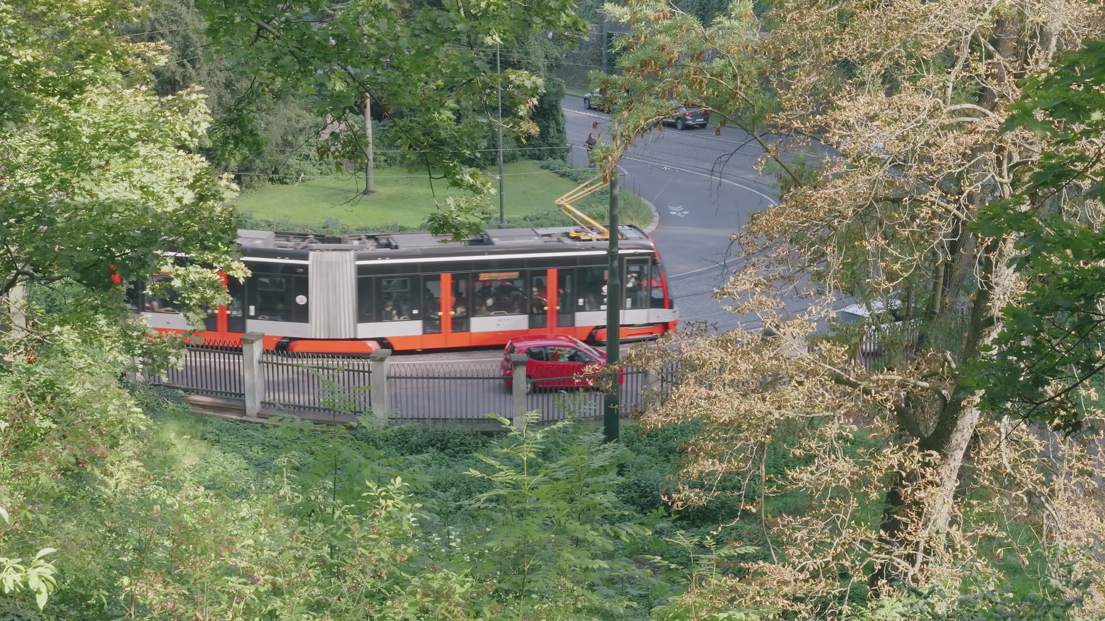 Scenic Prague Tram Journey Through Greenery Free Stock Video Footage ...